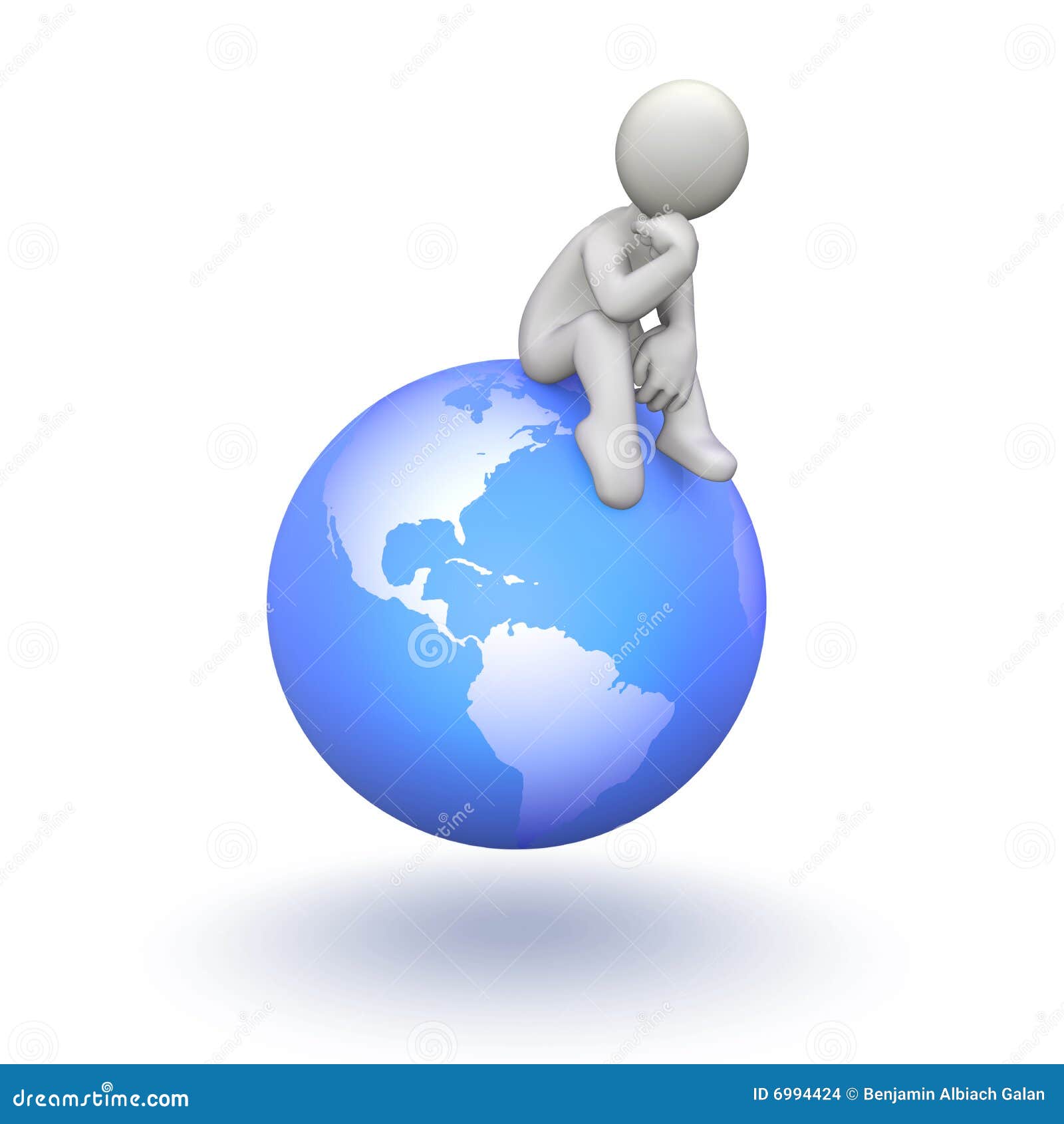 Thinking on the Planet Earth Stock Illustration - Illustration of earth, doll: 6994424