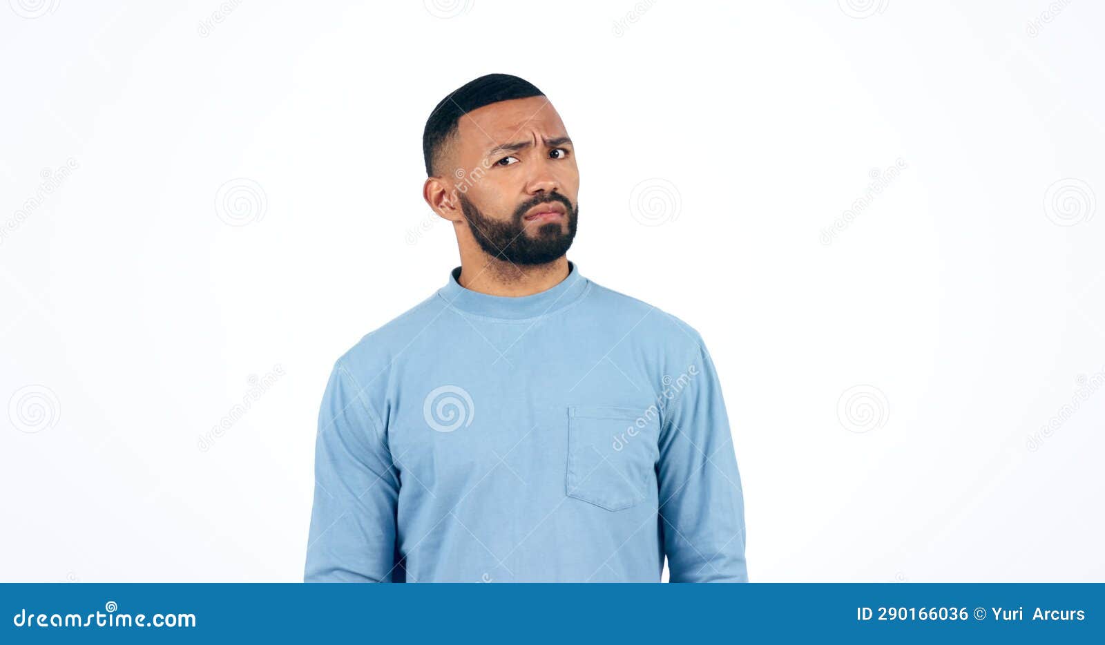 Thinking, Portrait and Confused Man in Doubt in Memory Isolated on ...