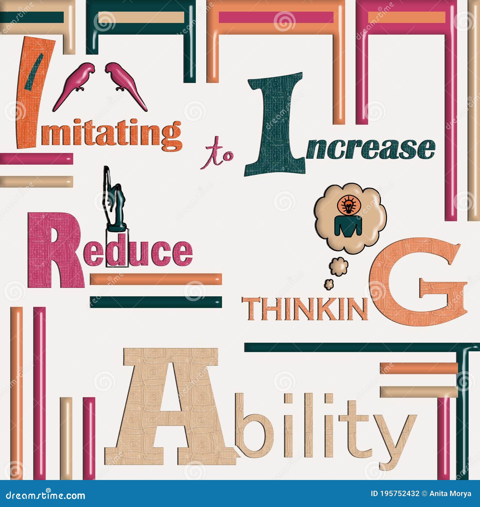 Thinking Power Learning Quotes and Background Stock Illustration ...