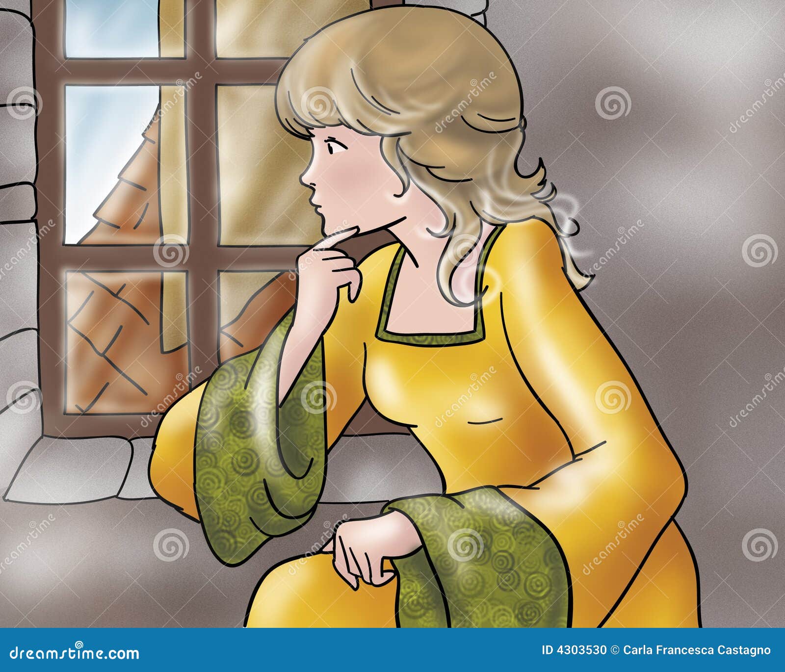 Thinking Princess - Fairy Tale Stock Illustration - Illustration of ...