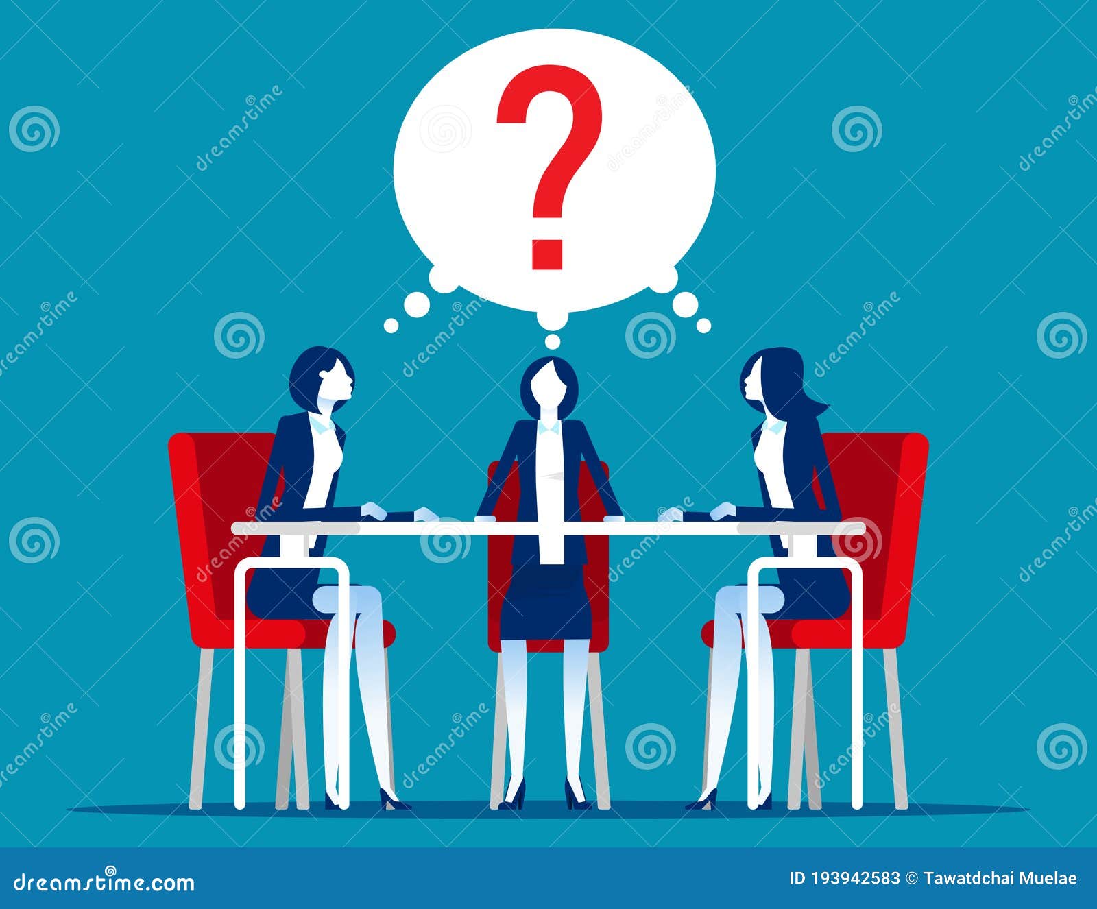 Thinking about Problem with Question Mark Above Them. Business Group ...