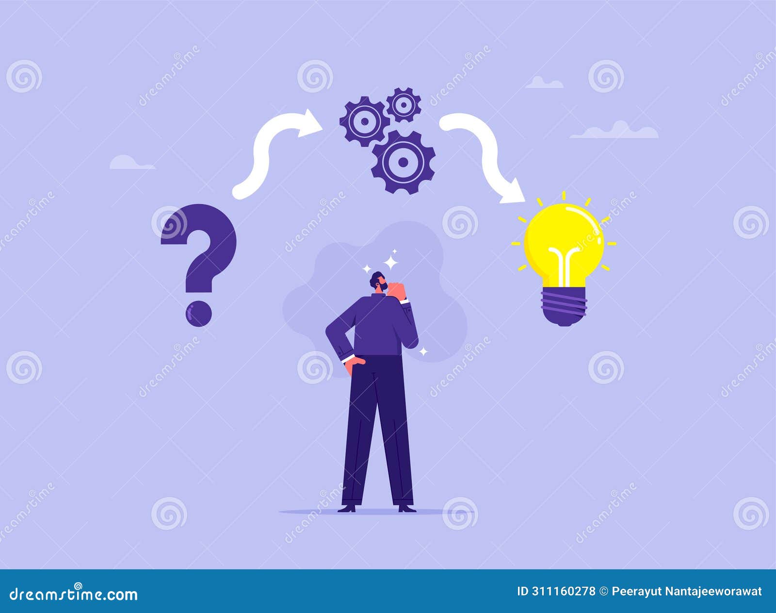 Thinking or Problem Solving Process Concept Stock Vector - Illustration ...