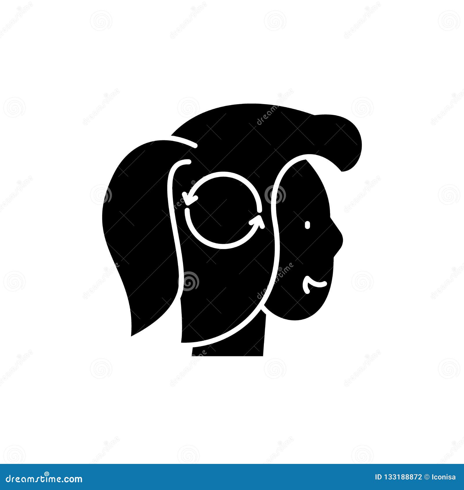 Thinking Process Black Icon, Vector Sign on Isolated Background ...
