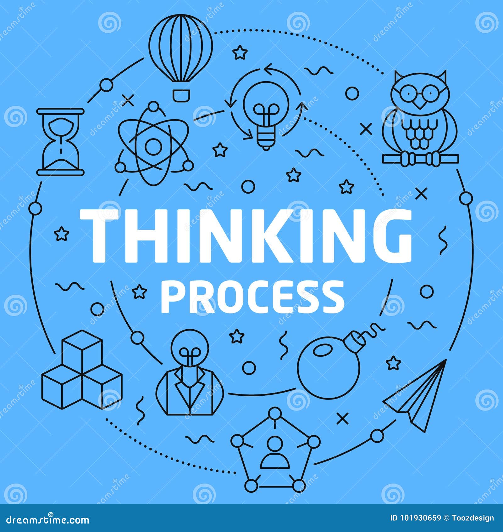 Thinking Process Blue Lines Illustration for Presentation Stock Vector ...
