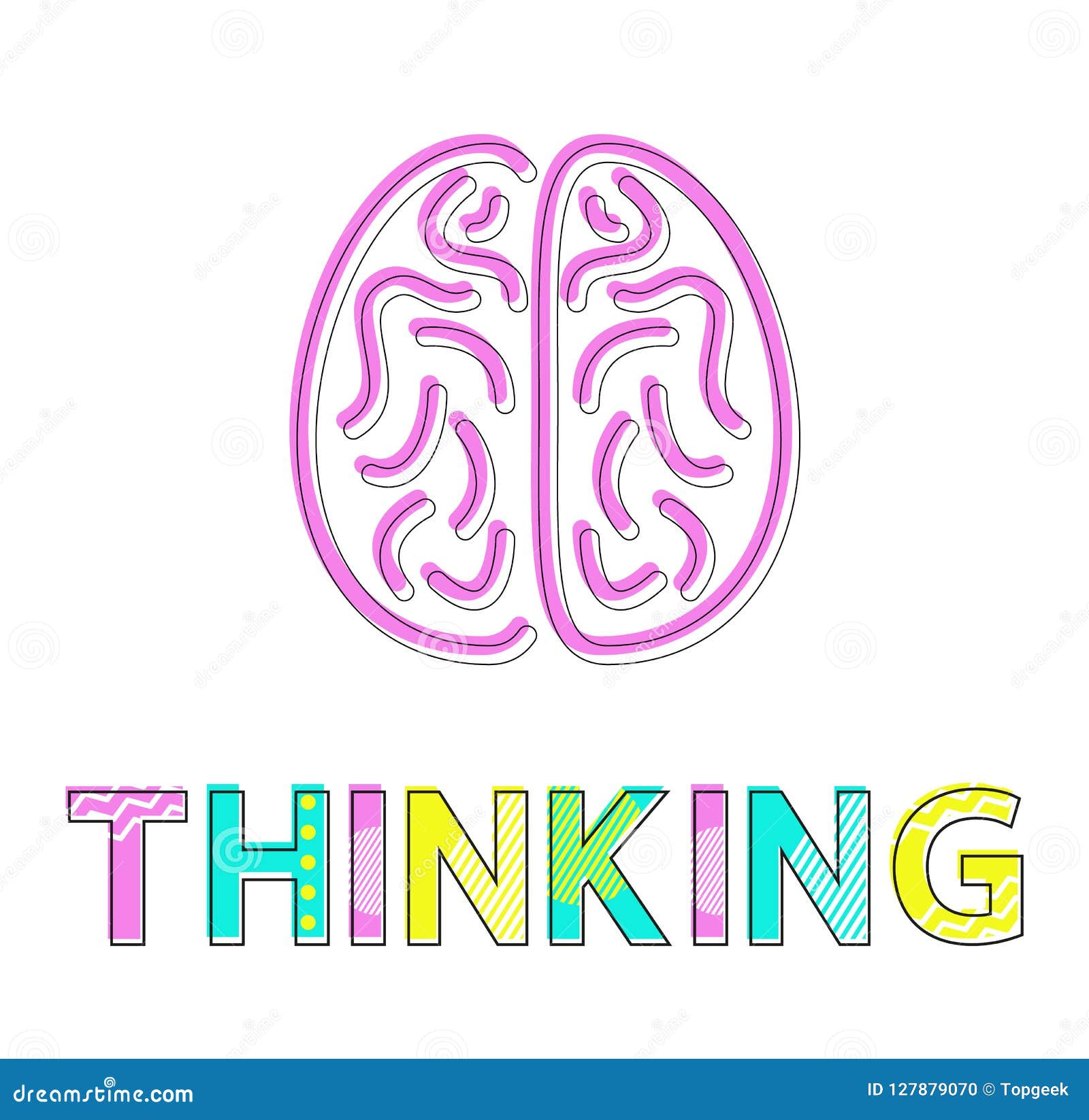 Thinking Process and Brain Icon Colorful Card Stock Vector ...