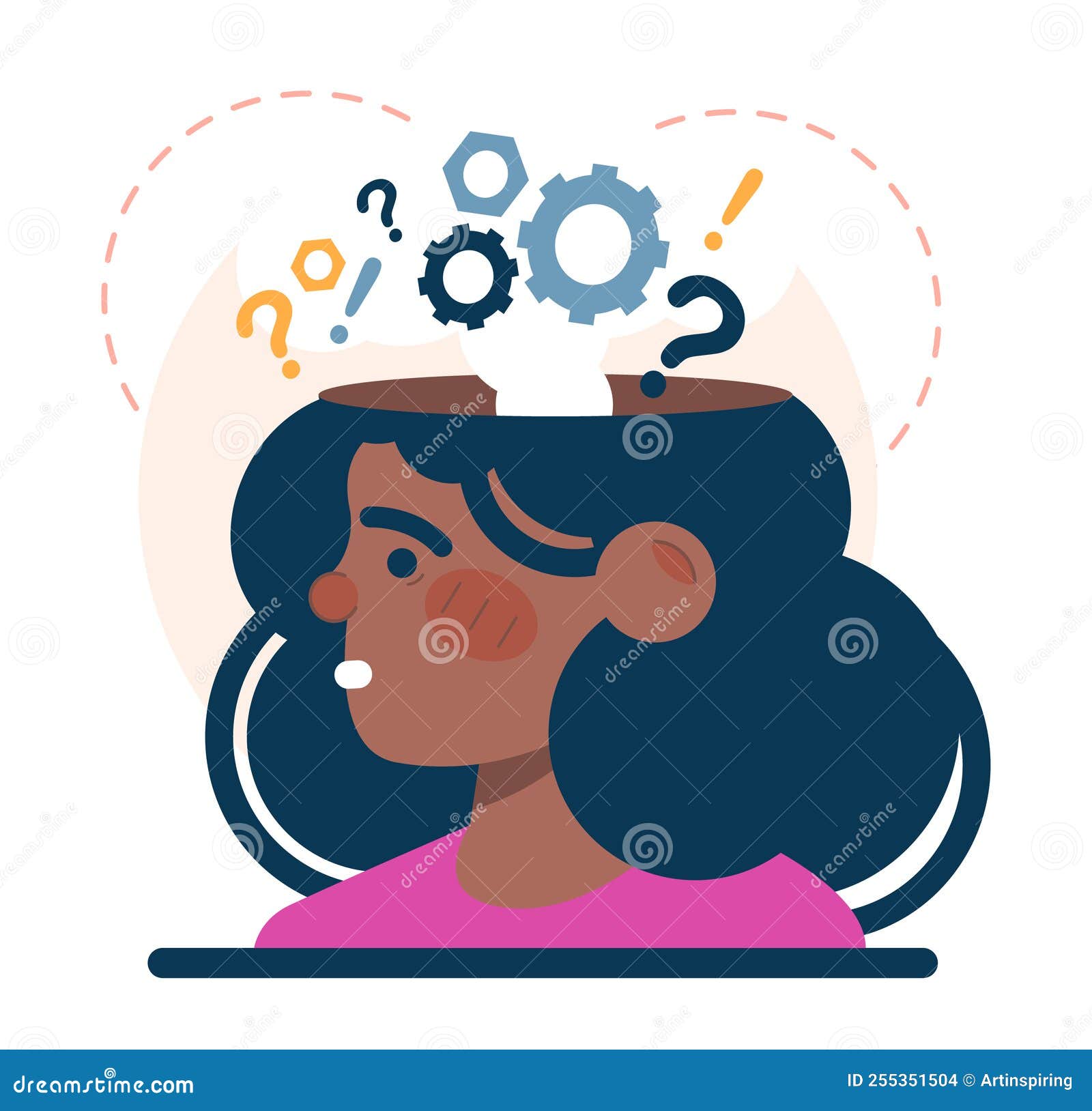 Thinking Process. Character Full of Thoughts Searching for an Answer ...