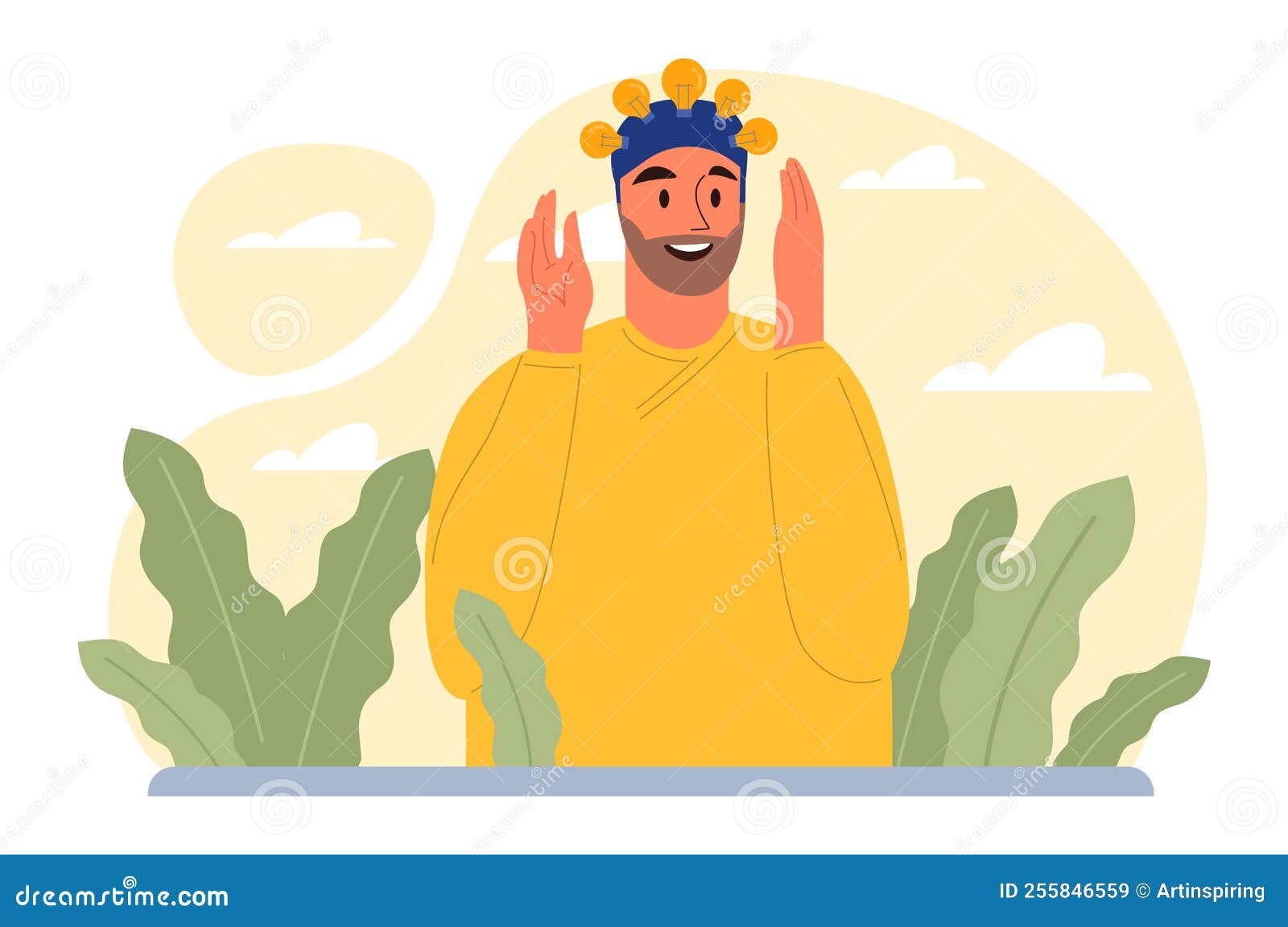 Thinking Process. Character Full of Thoughts Searching for an Answer ...