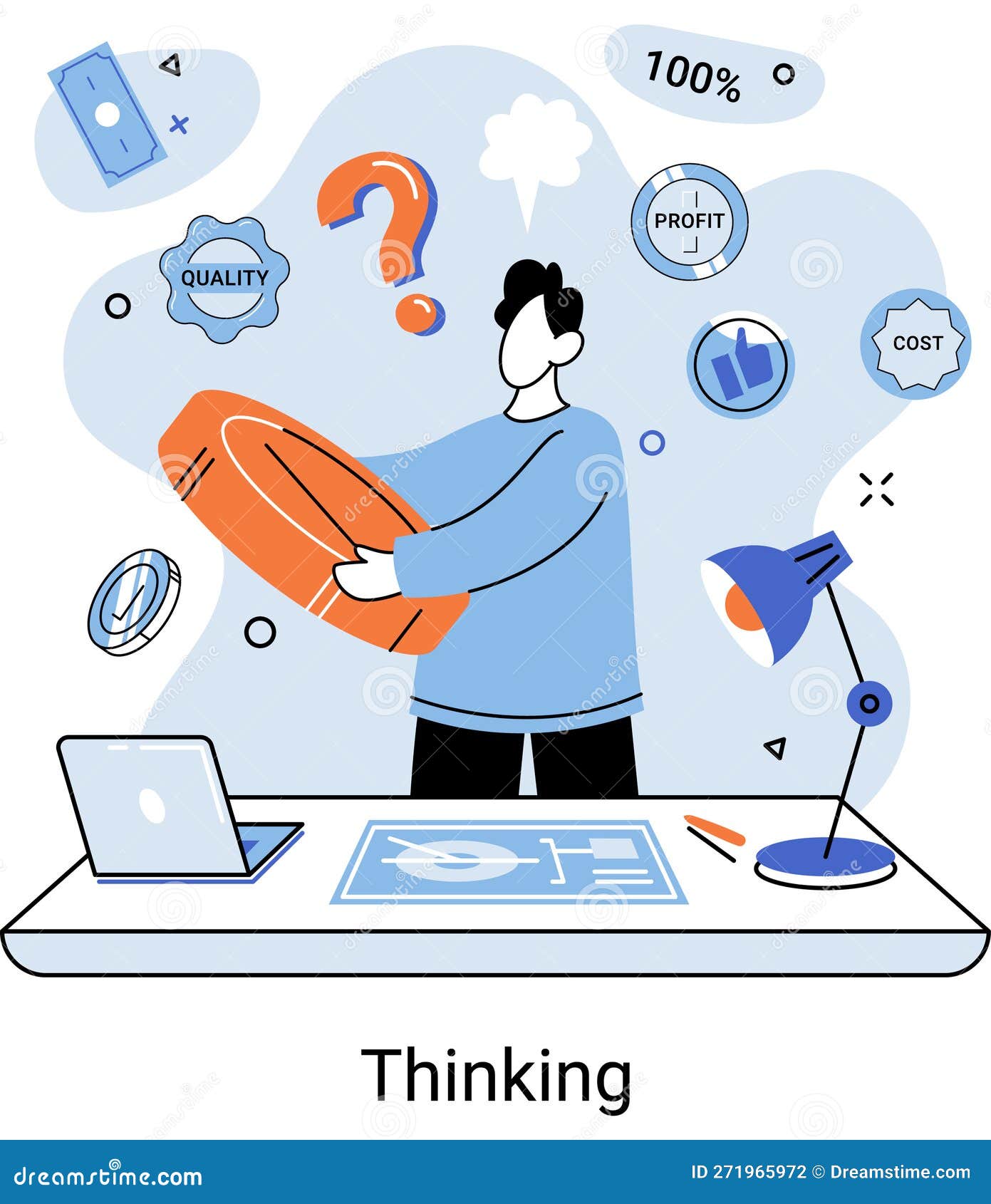 Problem Solving Concept, Man Wondering or Thinking, Planning or ...