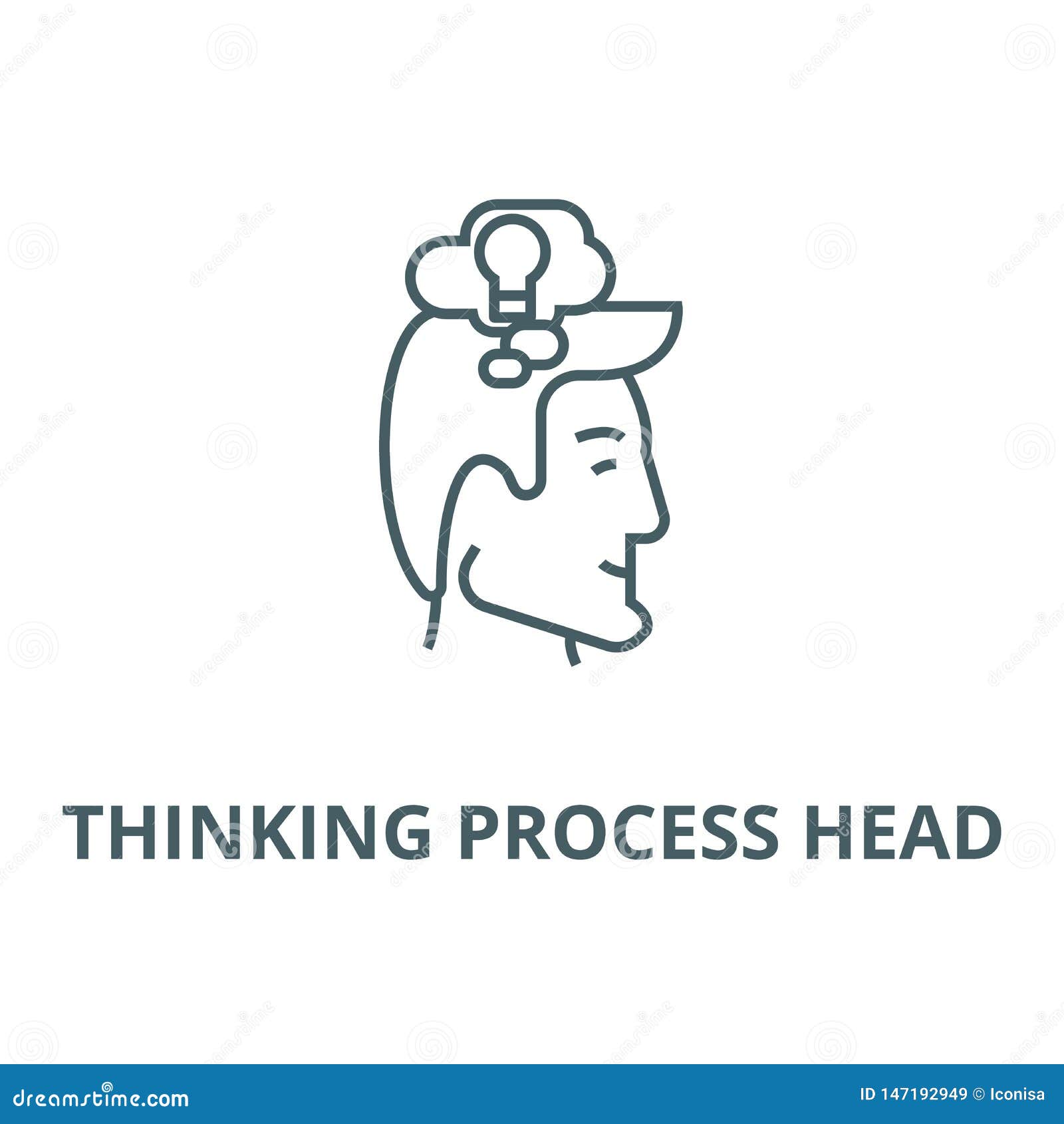 Thinking Process Head Vector Line Icon, Linear Concept, Outline Sign ...