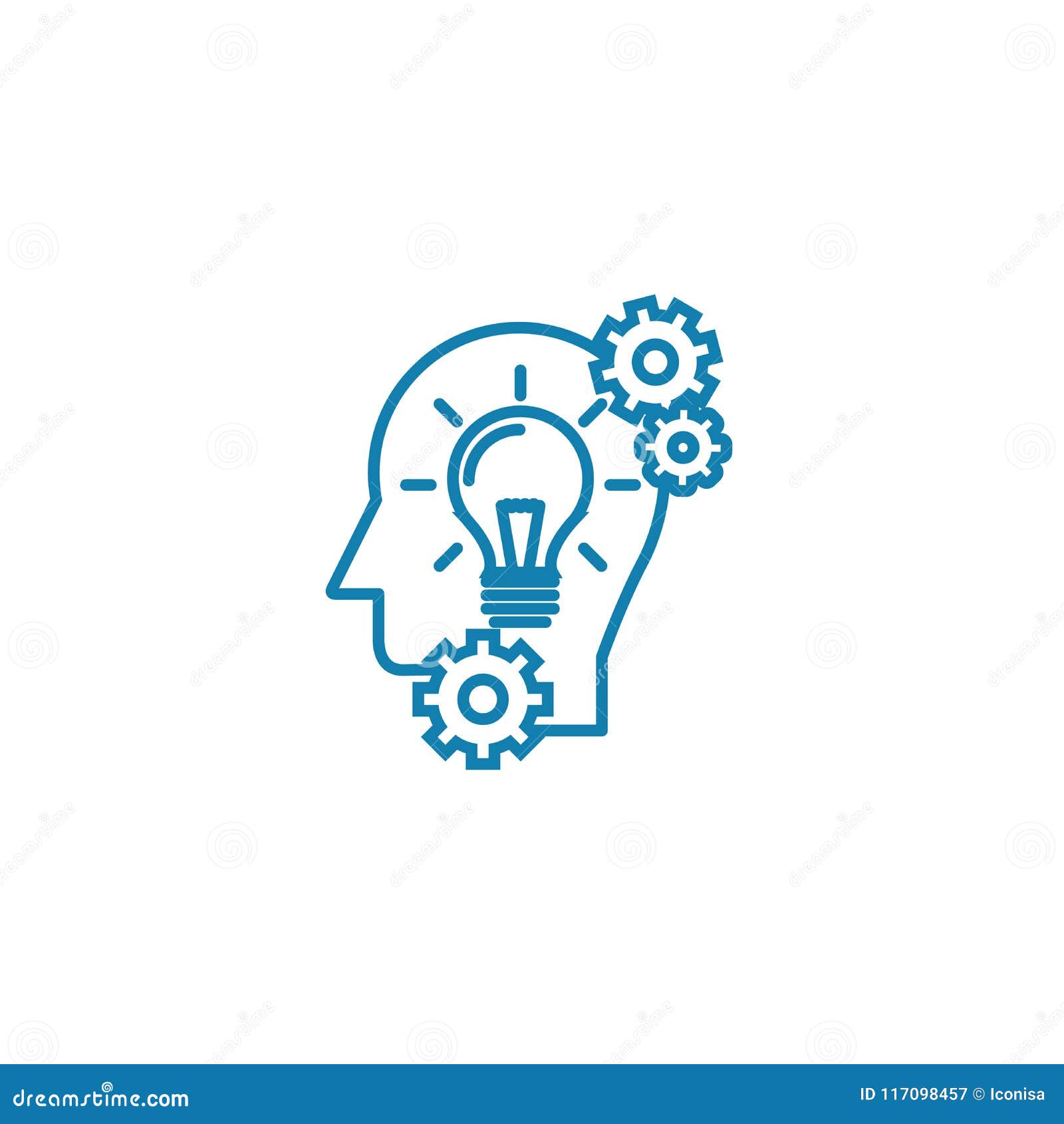 Thinking Process Linear Icon Concept. Thinking Process Line Vector Sign ...