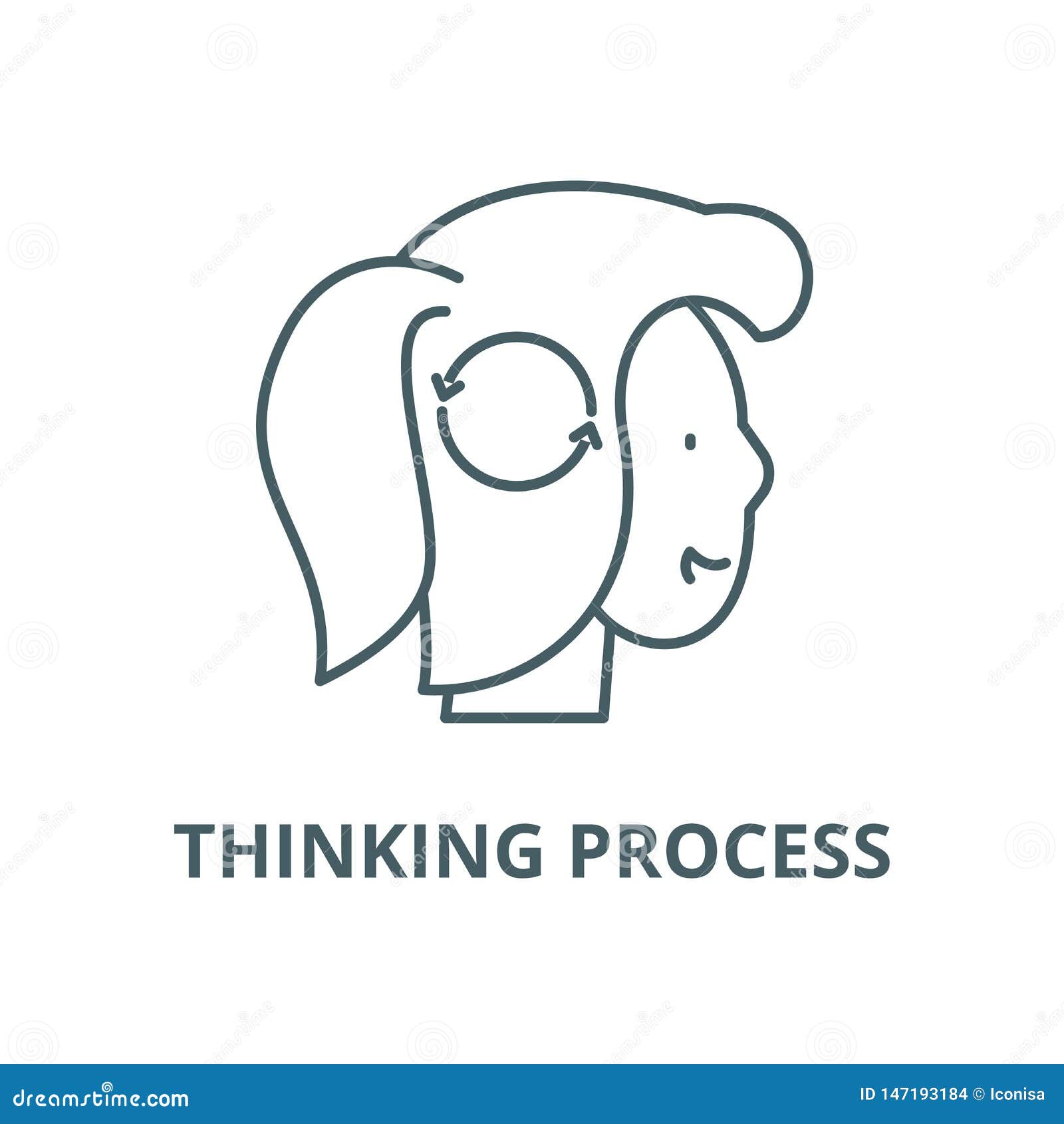 Thinking Process Vector Line Icon, Linear Concept, Outline Sign, Symbol ...
