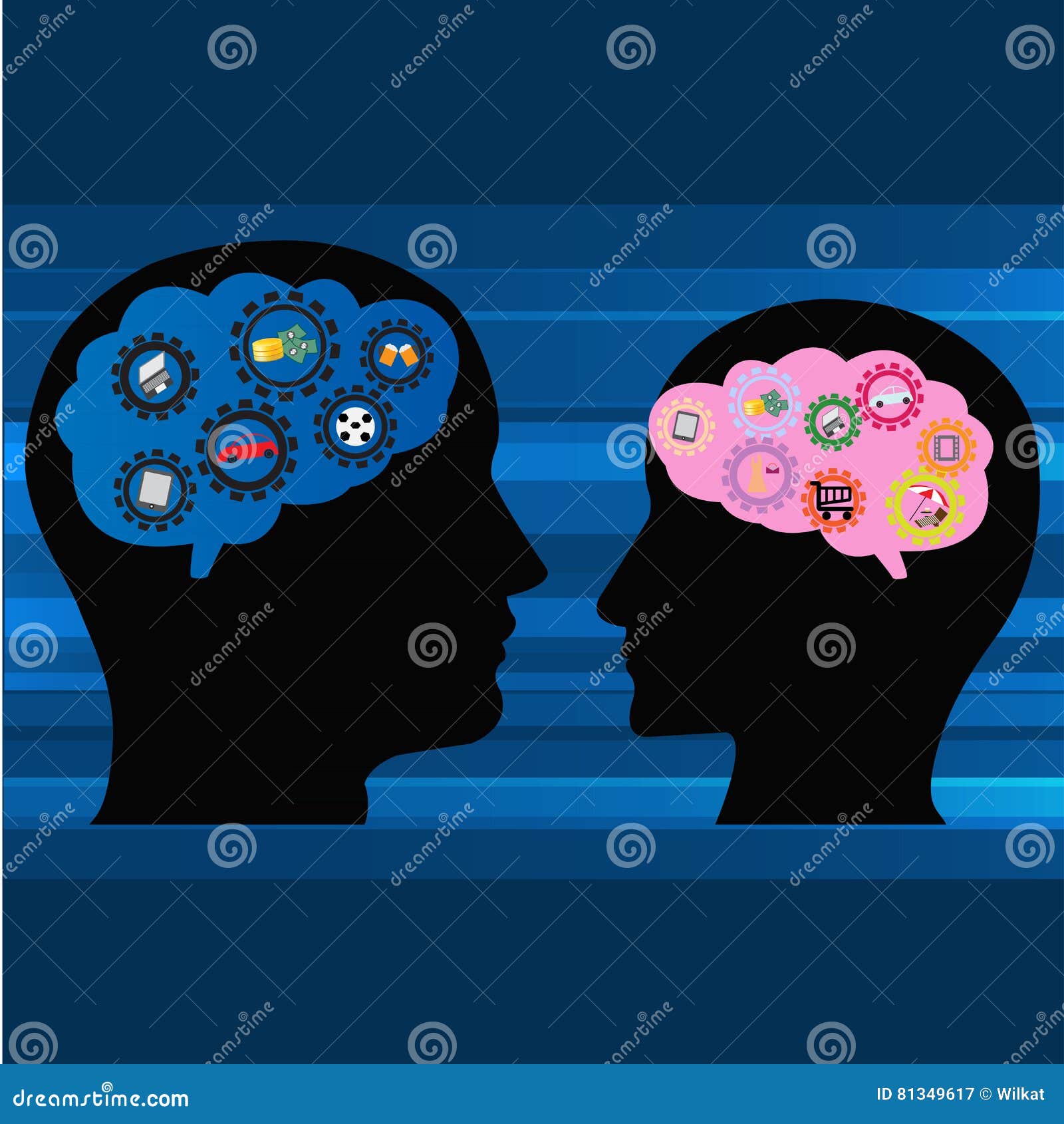 Thinking Process, Woman and Man Worker Stock Illustration ...