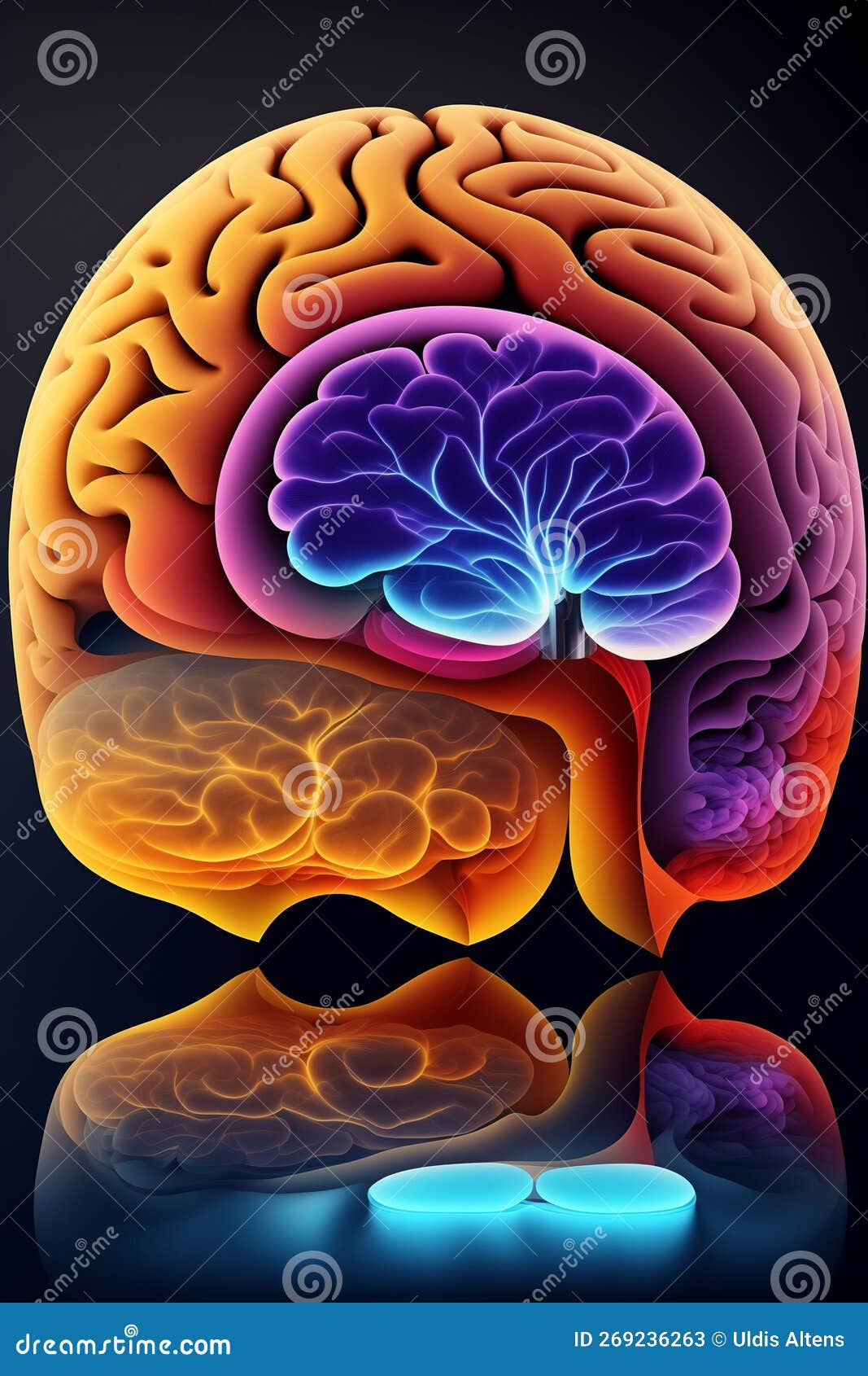 Thinking Processes, Human Brain Activity Stock Illustration ...