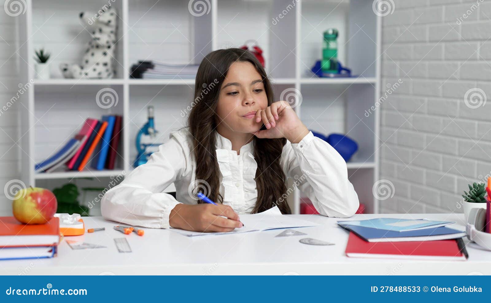 Thinking Pupil Girl Nerd Writing in Notepad, Learner Stock Video ...