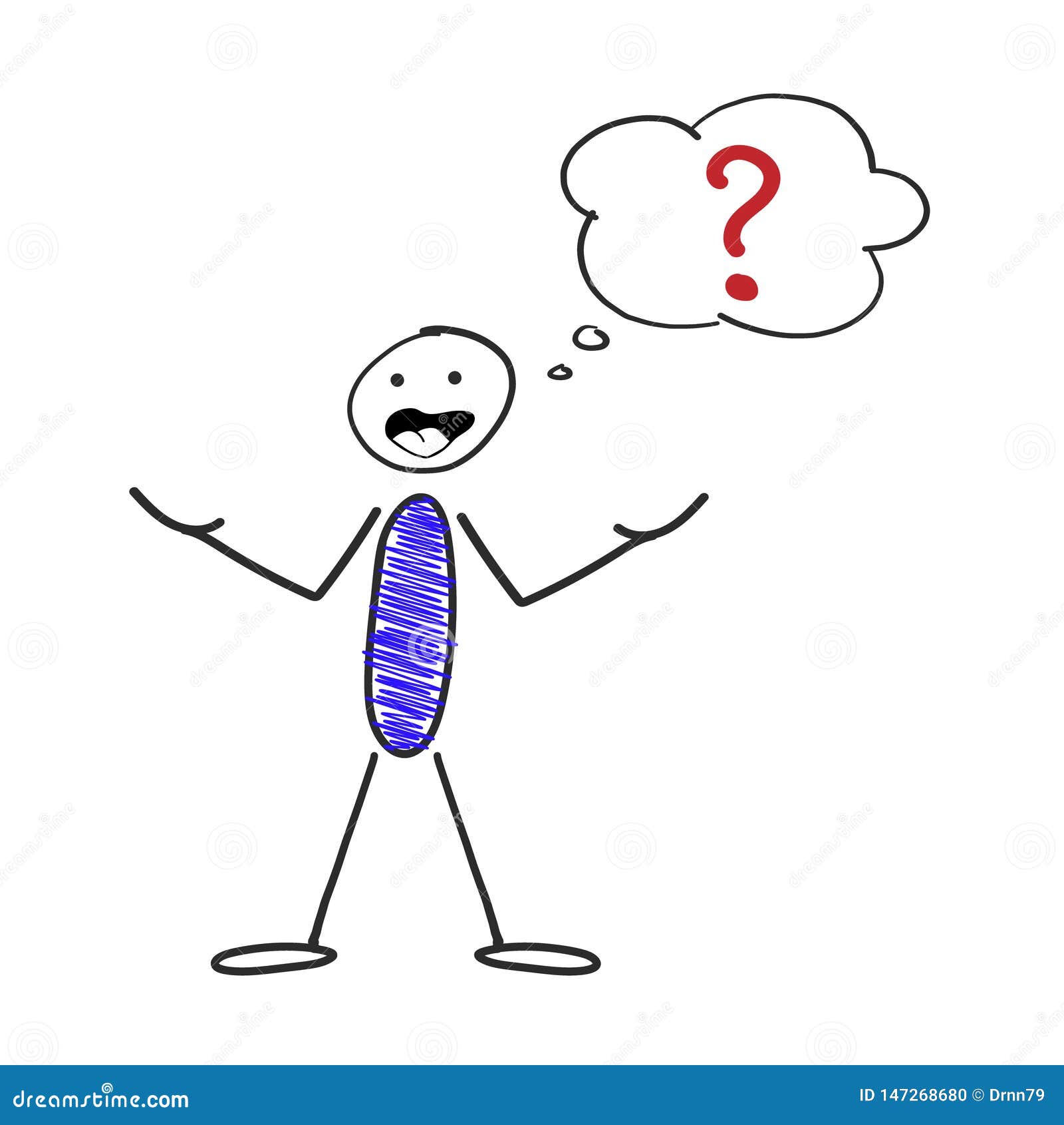 Thinking Question Mark Stick Figure Man Isolated Stock Vector ...