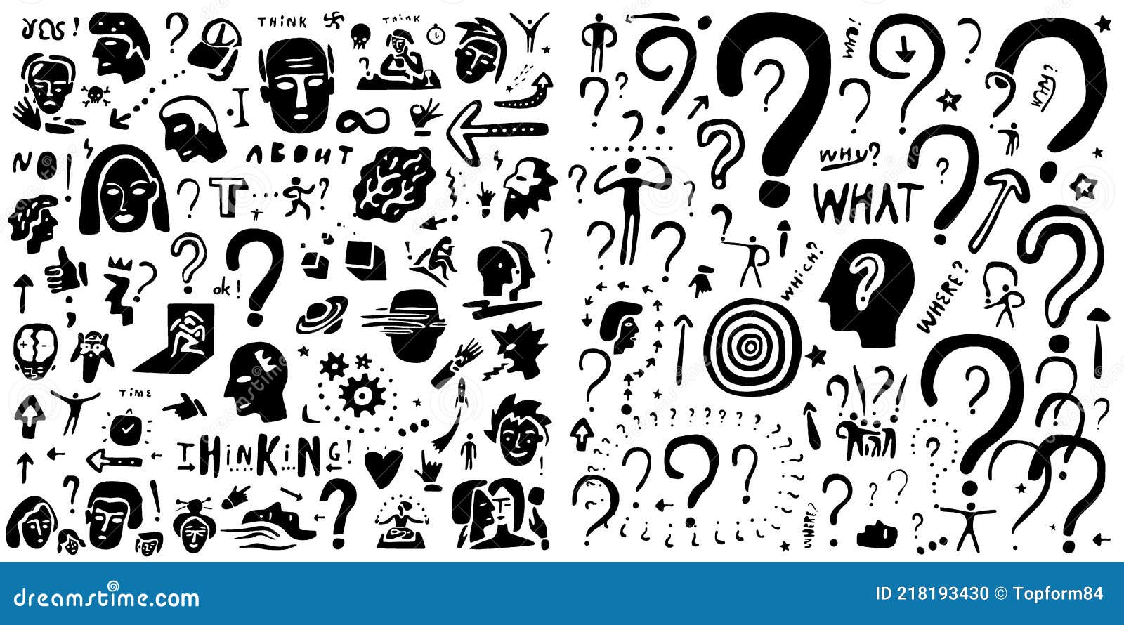 Thinking ,Questions - Vector Icon Set , Design Elements Stock Vector ...
