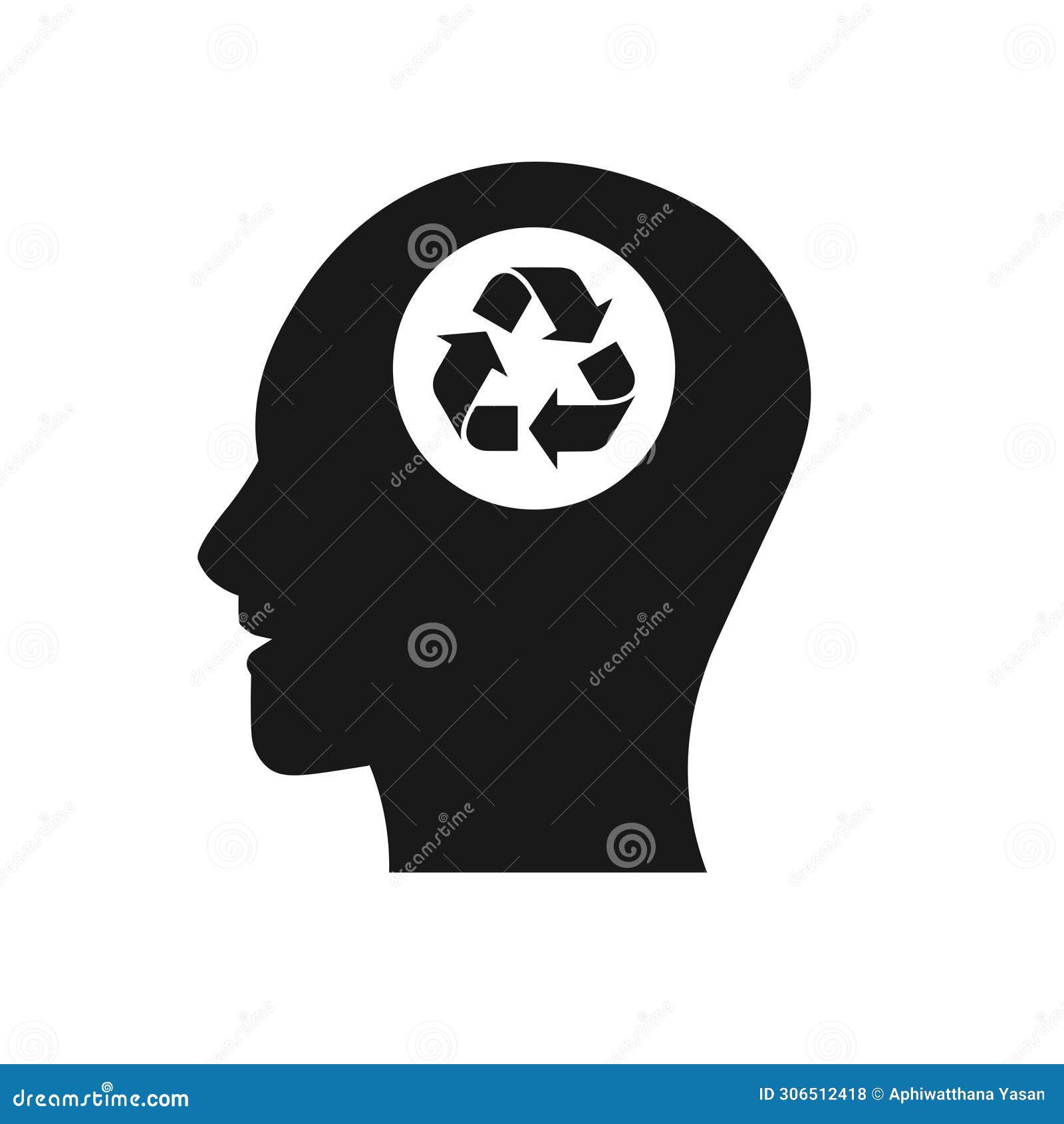 Thinking Recycling Mindset Symbol. Vector Illustration Stock Vector ...