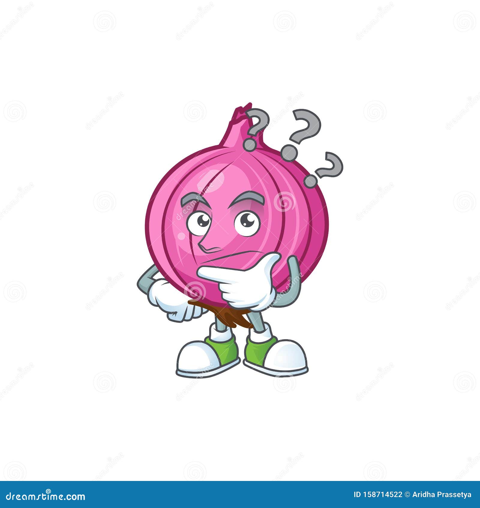 Thinking Red Onion Cartoon Character for Cuisine Stock Vector ...