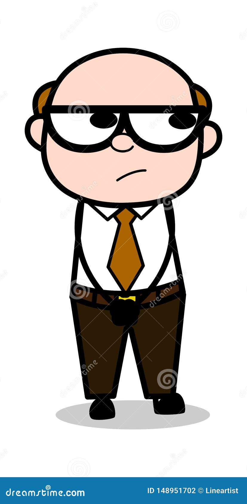 Thinking - Retro Cartoon Office Old Boss Man Vector Illustration Stock ...