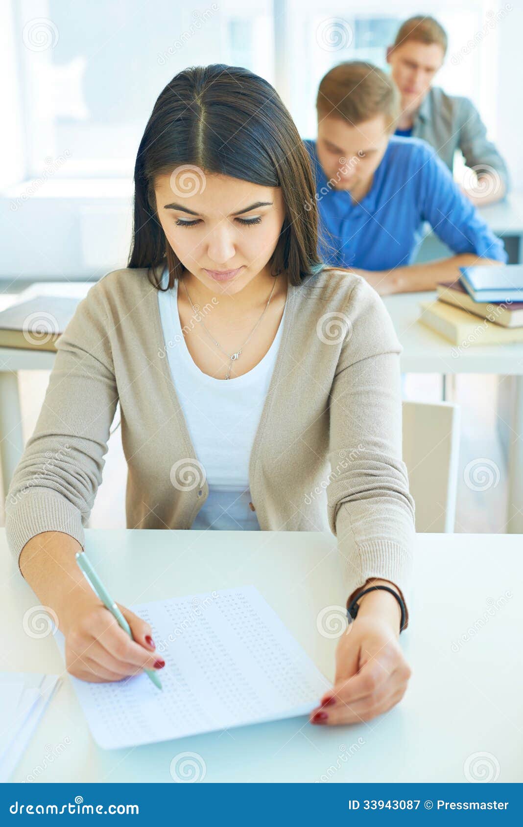 Thinking of right answer stock image. Image of male, female - 33943087
