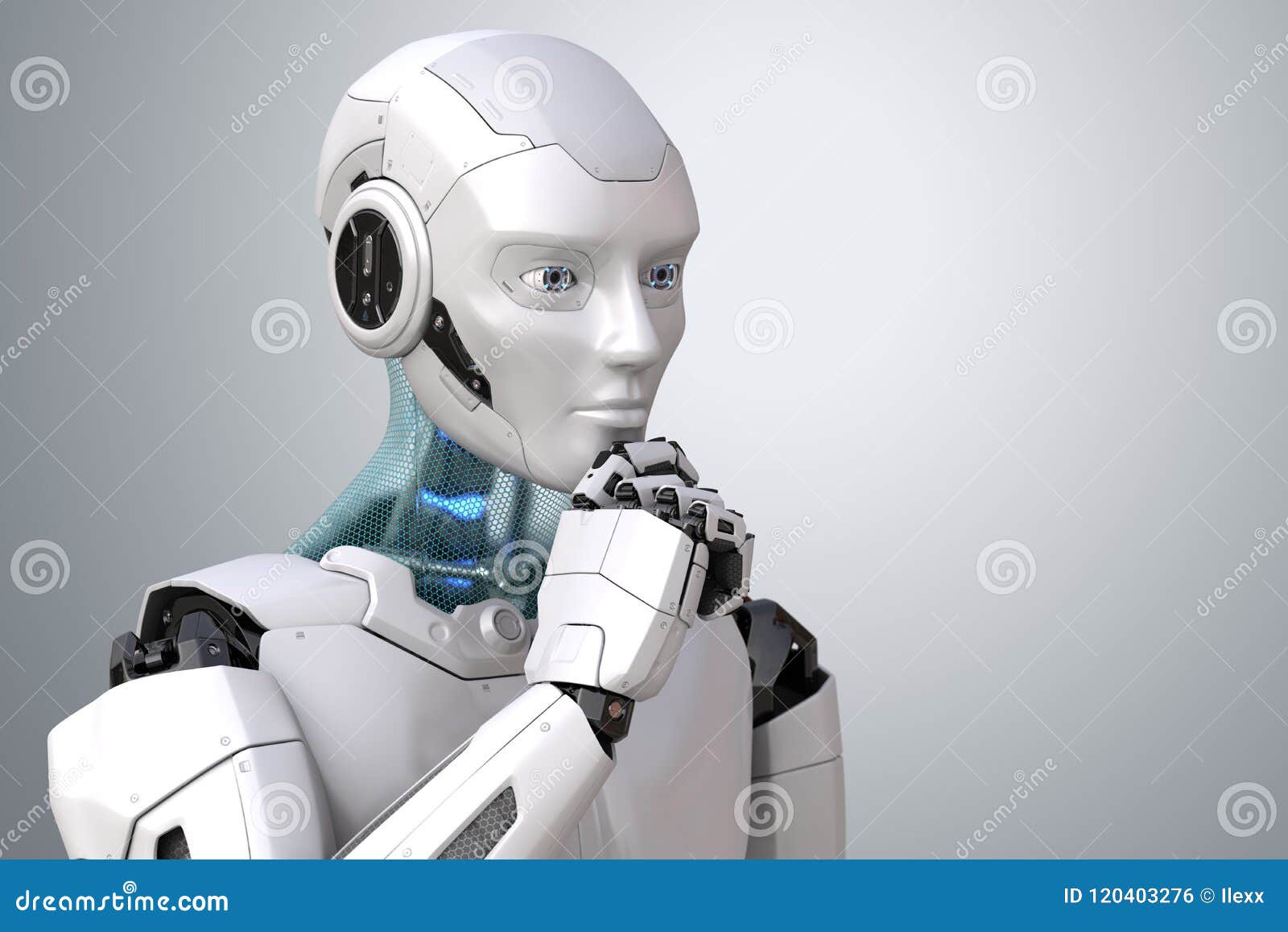 Thinking cyborg robot stock illustration. Illustration of creativity ...