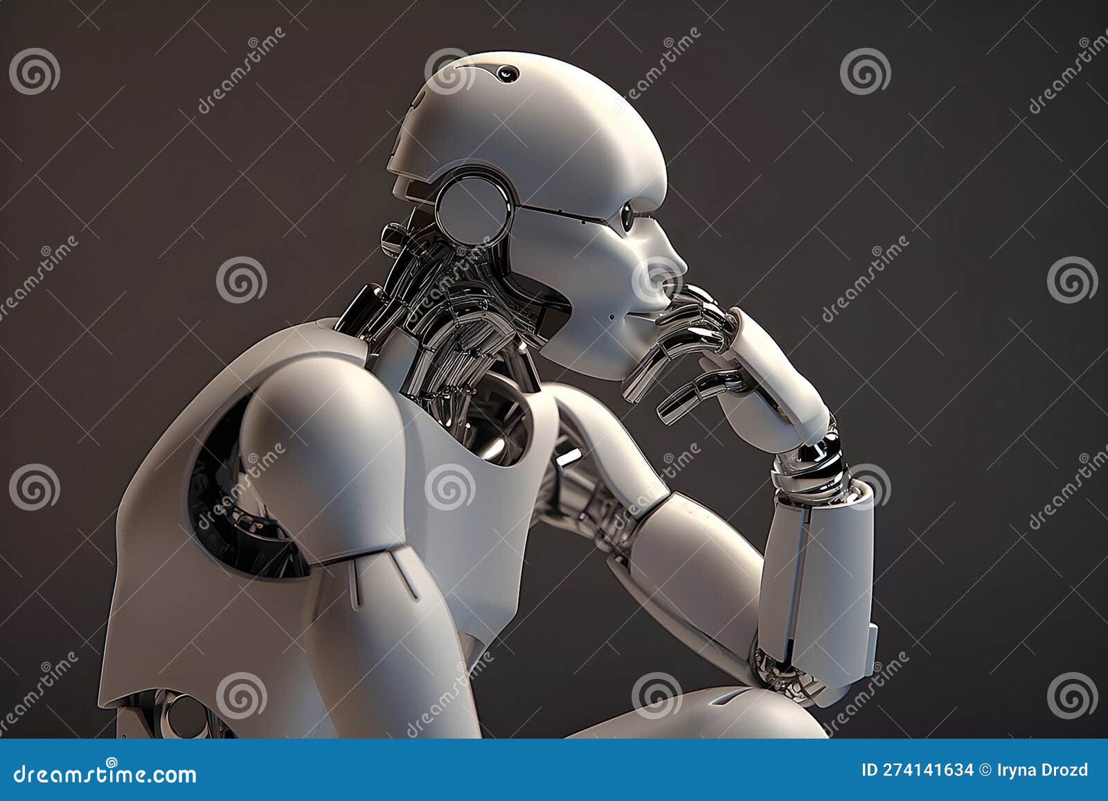 Thinking Robot Isolated on Grey Background. Generative AI Stock ...