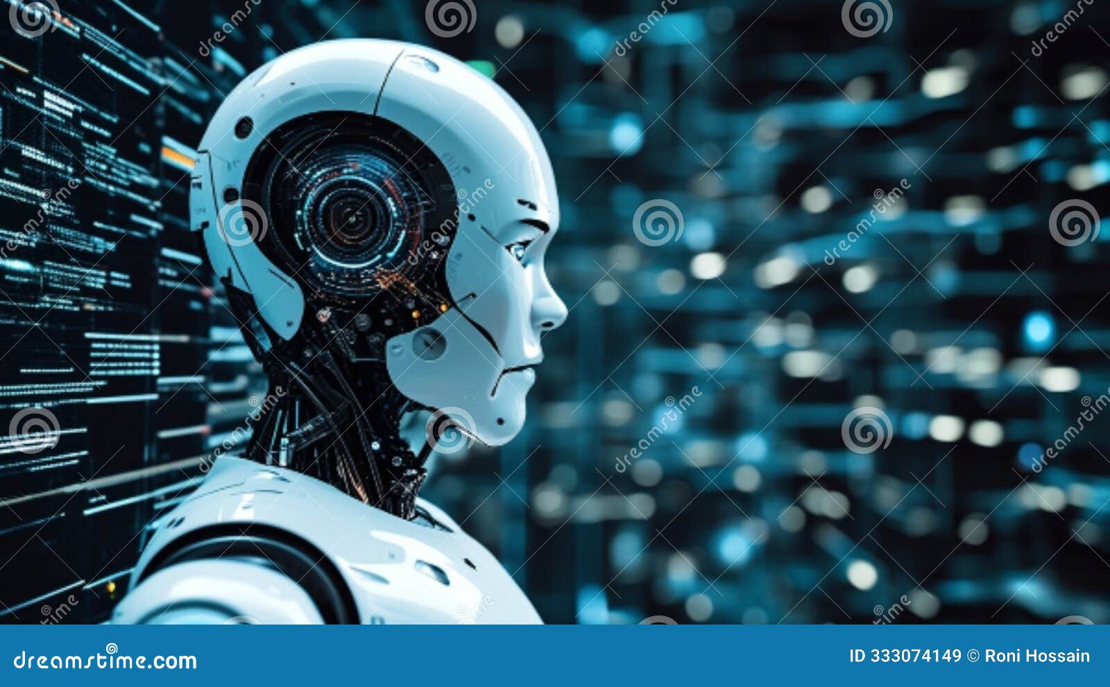 Thinking Robot,white Humanoid Robot Thinking ,isolated White Background ...