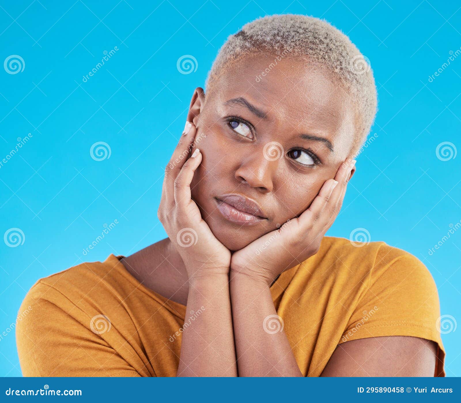 Thinking, Sad and Black Woman with Depression, Decision or Solution on ...