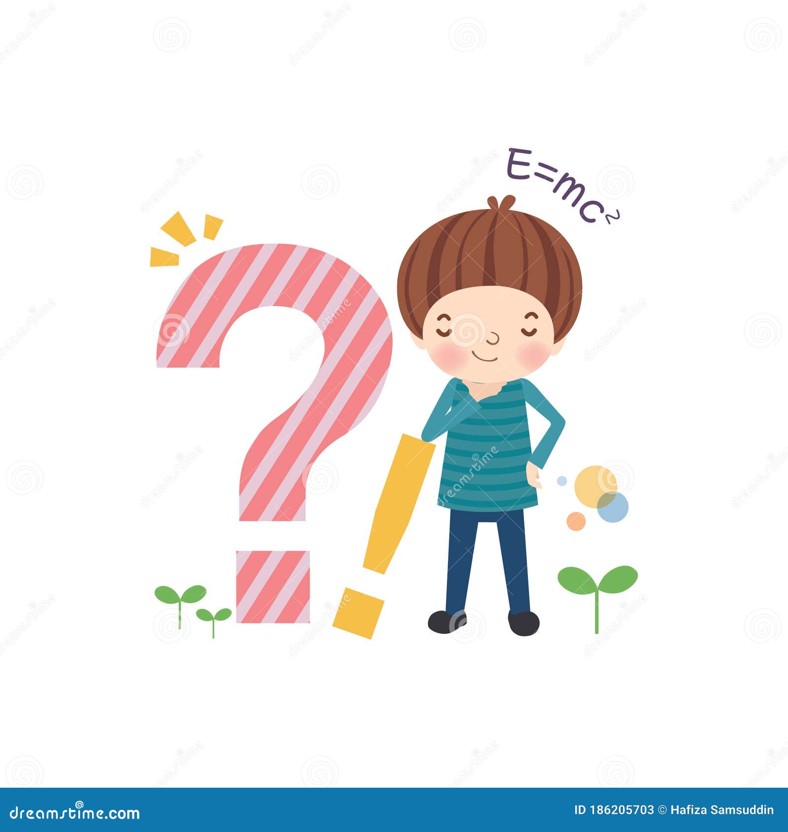 Thinking School Boy. Vector Illustration Decorative Design Stock Vector ...