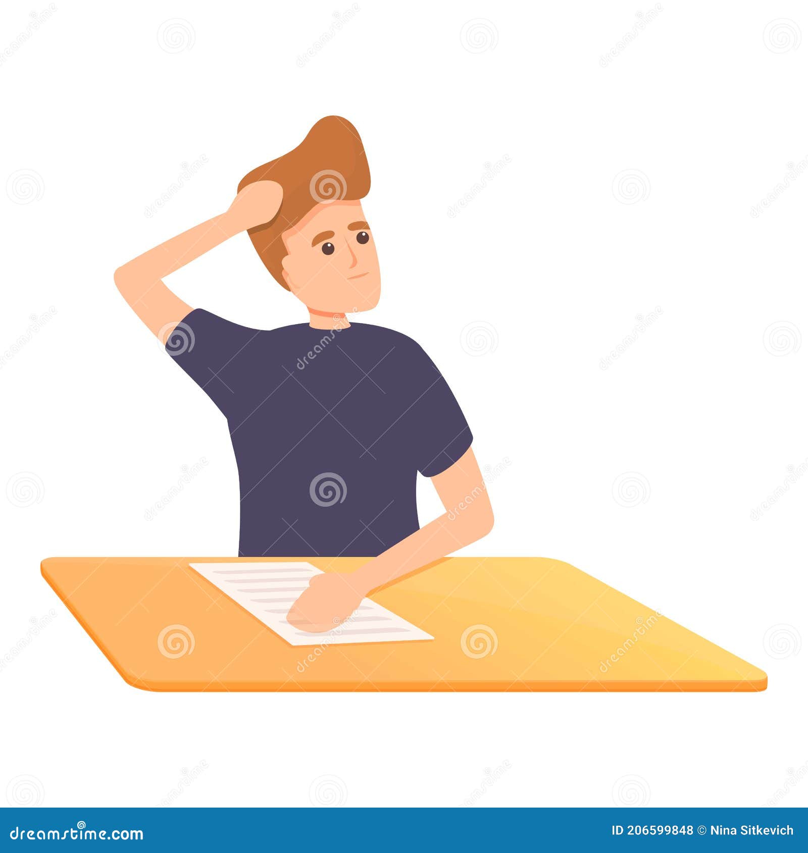 Thinking School Test Icon, Cartoon Style Stock Illustration ...