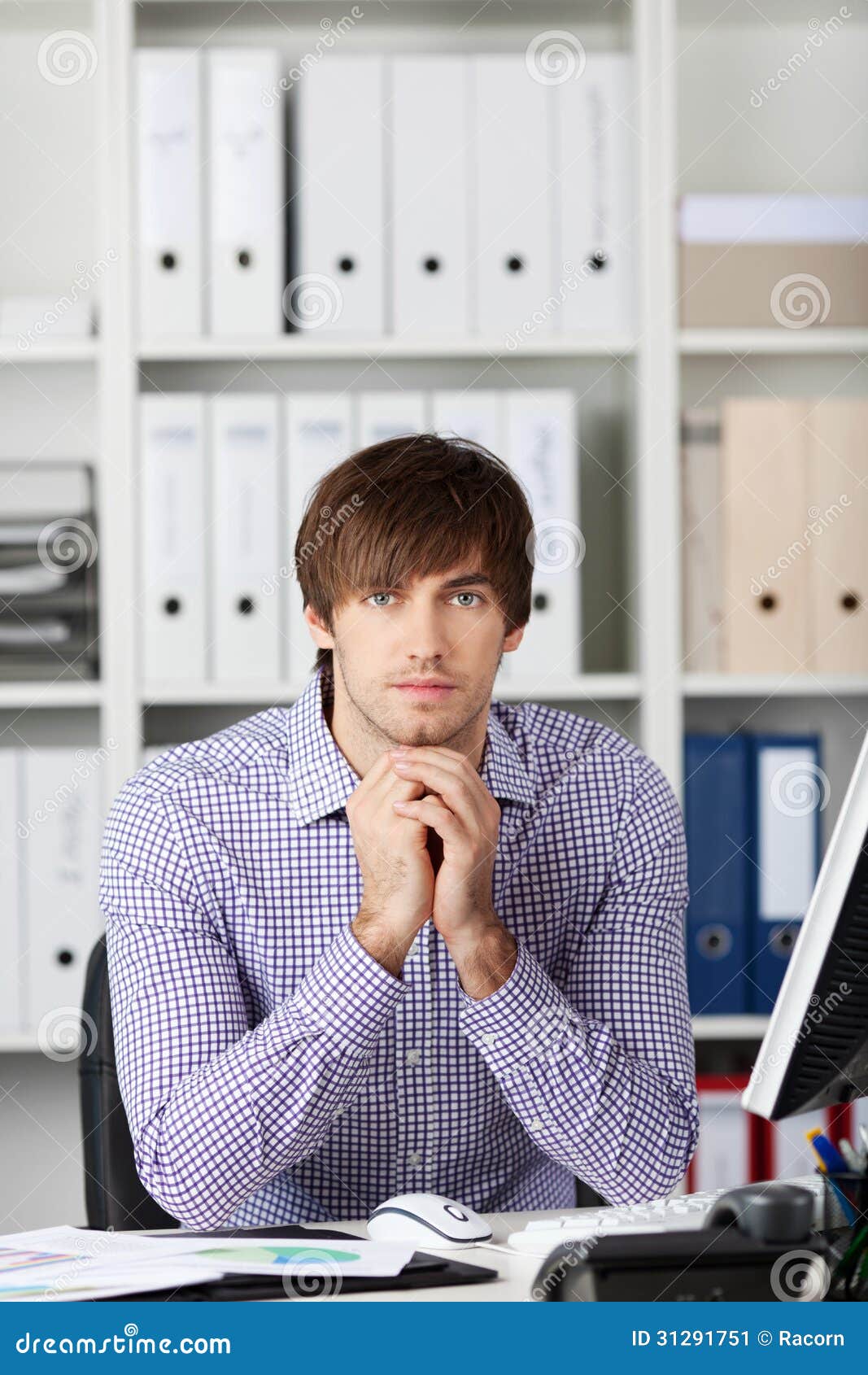 Thinking Serious Businessman in Office Stock Image - Image of daydream ...