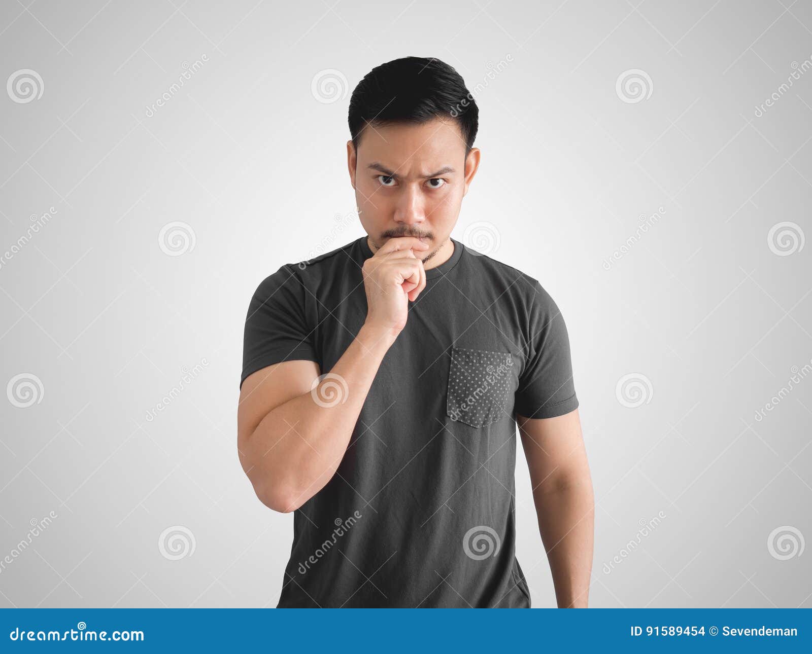 Thinking and Serious Man Standing. Stock Photo - Image of ...