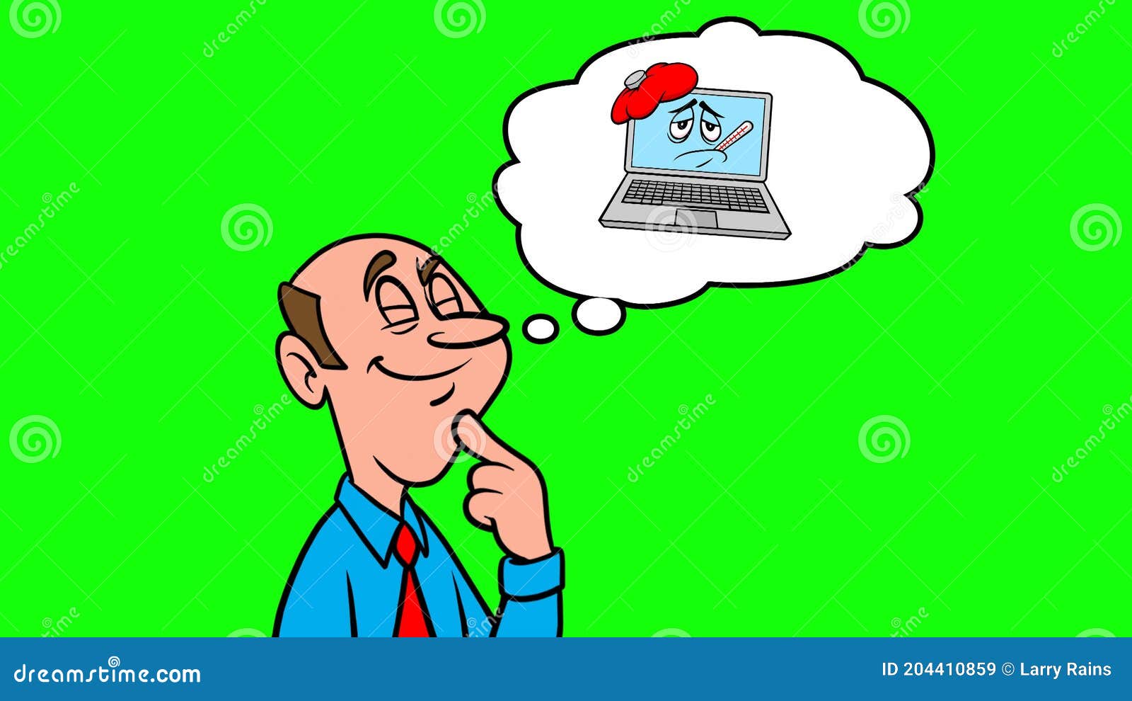 Thinking about a Sick Computer - 4k Animation with Green Background ...