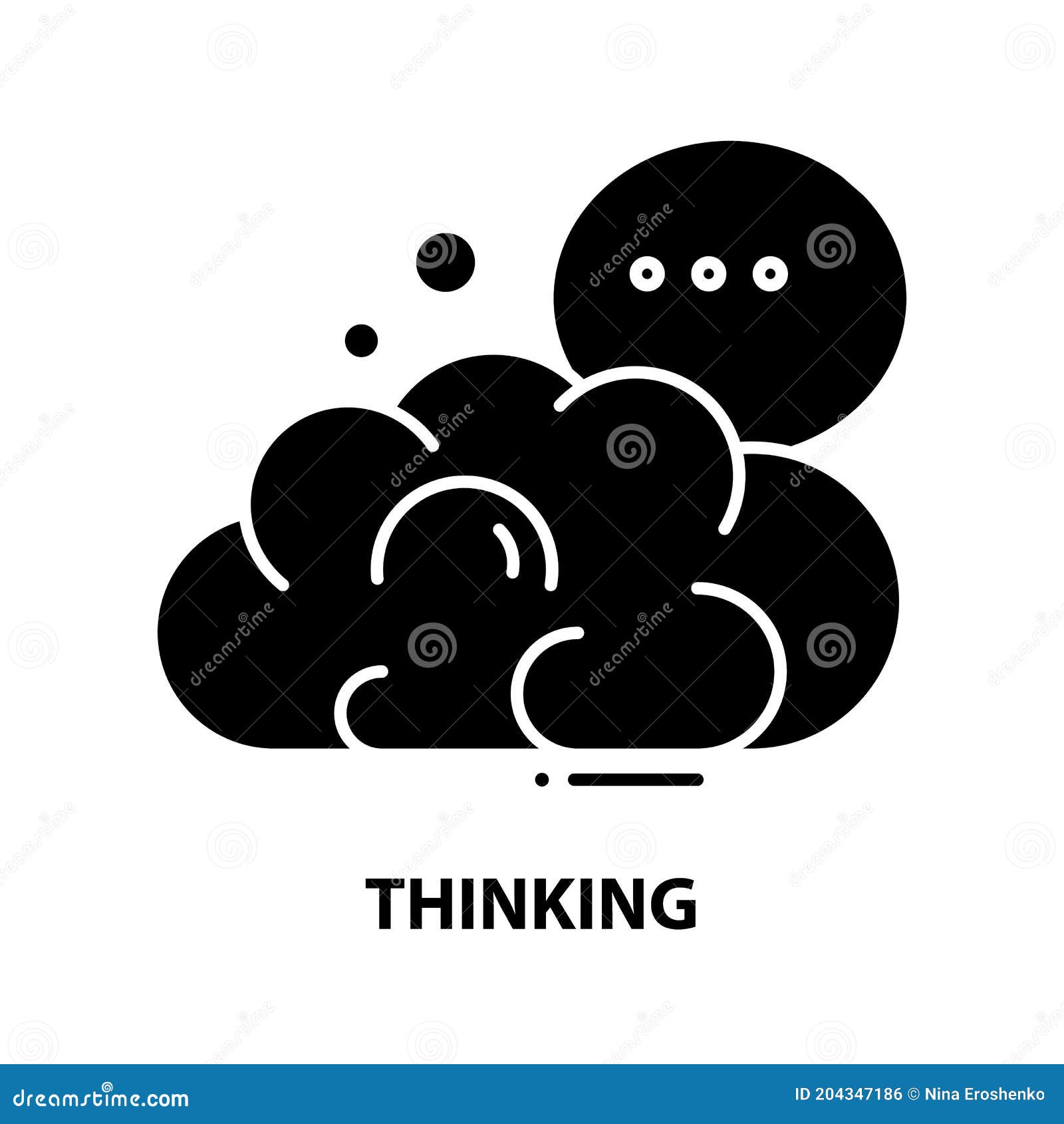 Thinking Sign Icon, Black Vector Sign with Editable Strokes, Concept ...