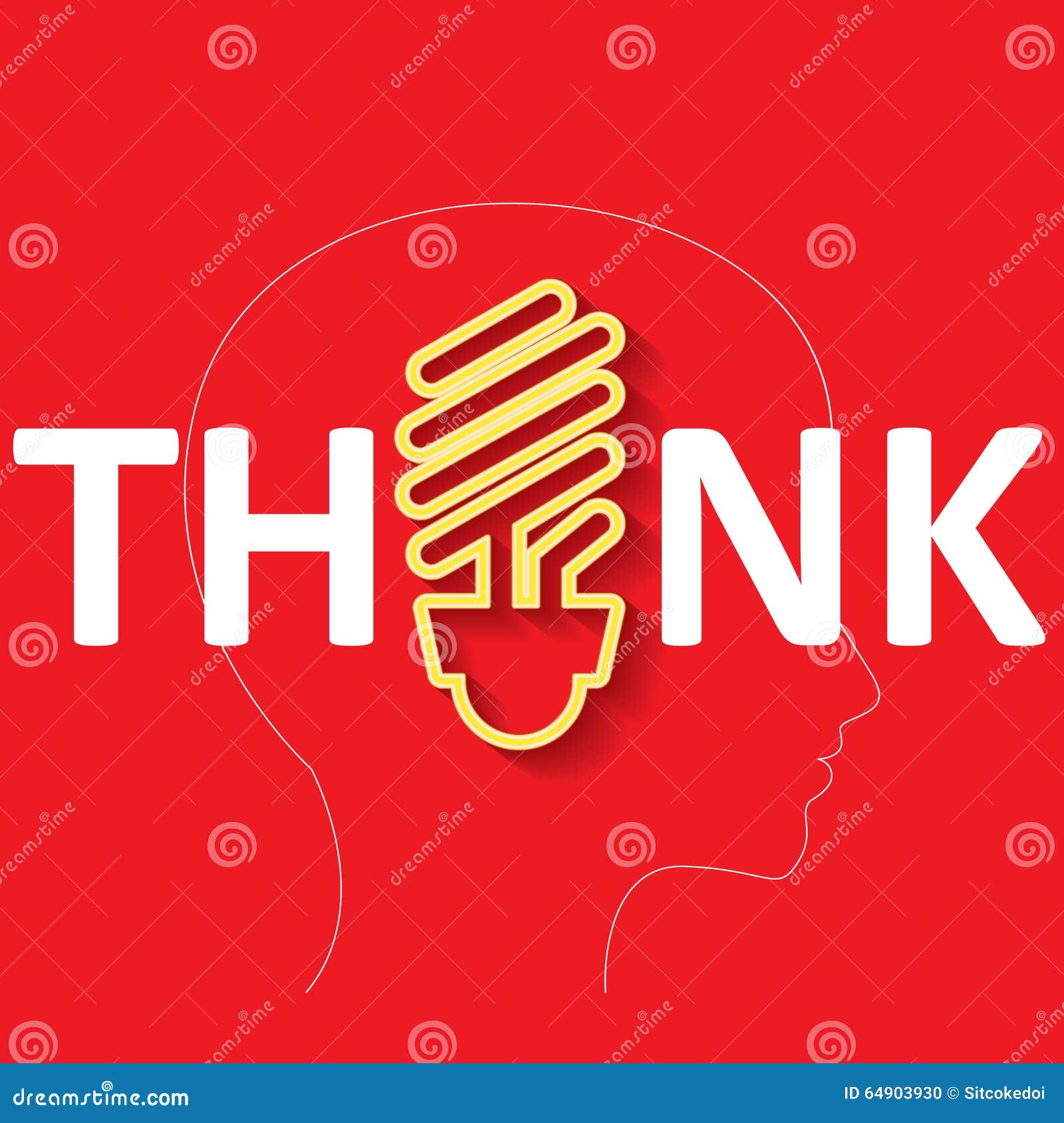 The Thinking Sign on Red Color Stock Vector - Illustration of discovery ...