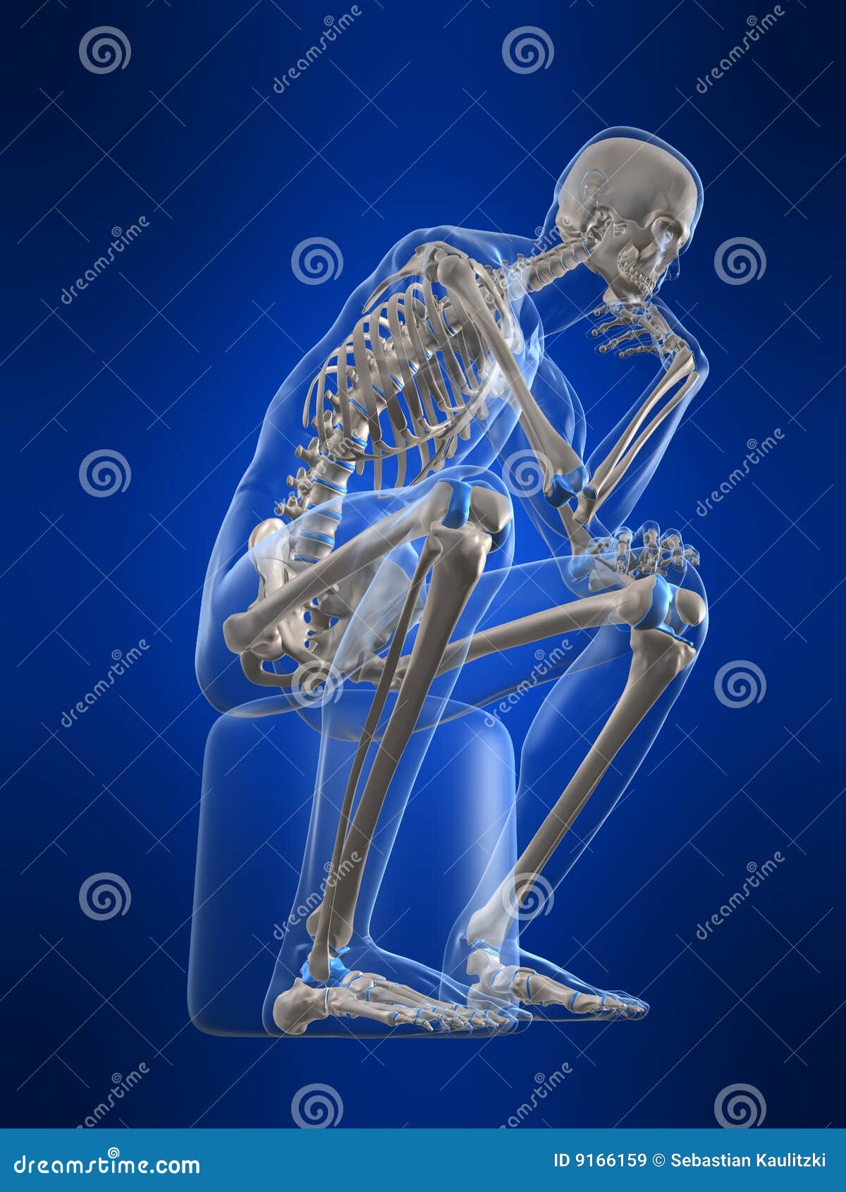 Thinking skeleton stock illustration. Illustration of body - 9166159