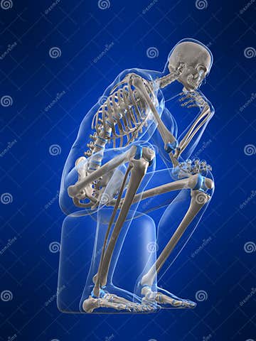Thinking skeleton stock illustration. Illustration of body - 9166159