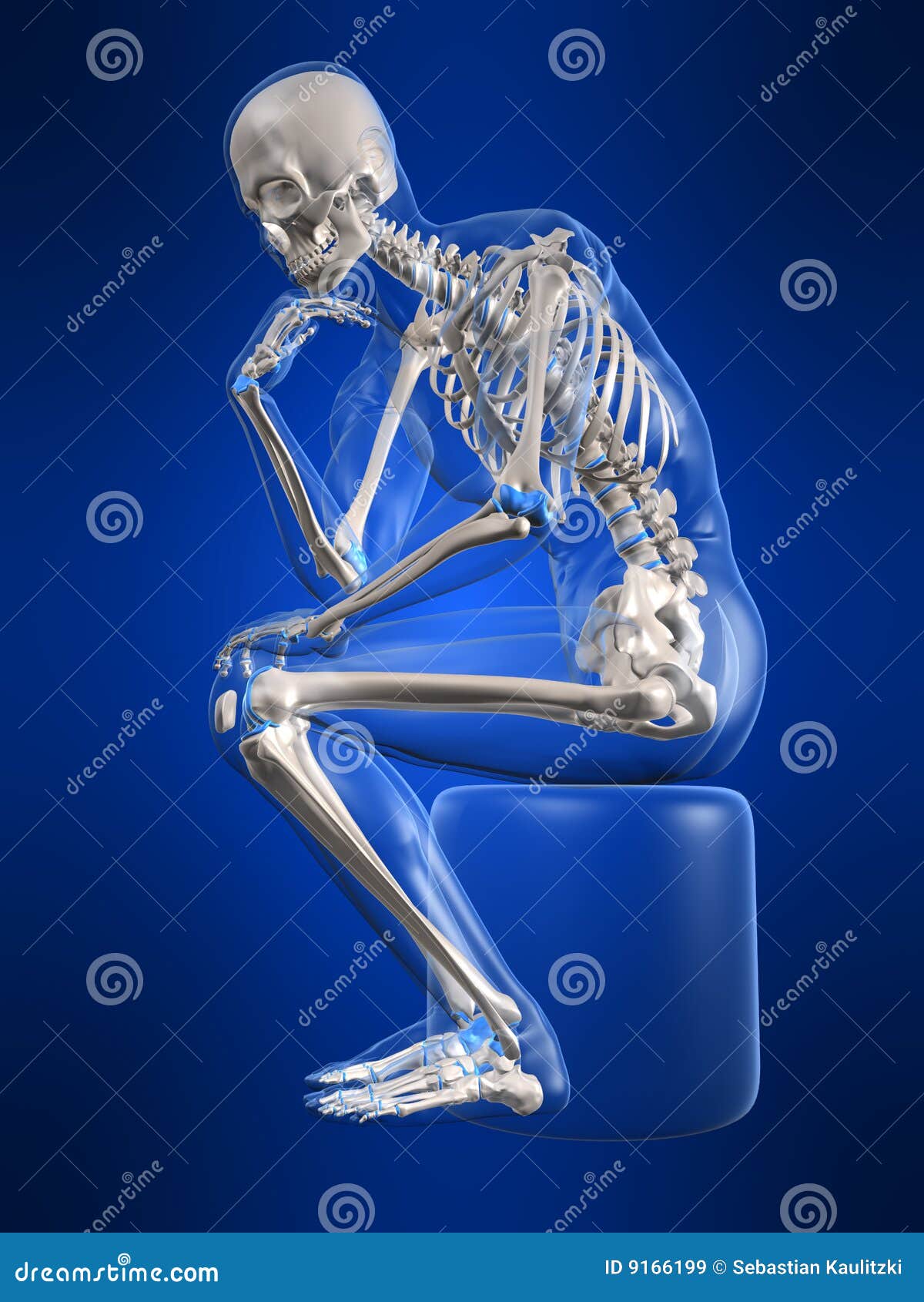 Skeleton Thinking Vector Illustration | CartoonDealer.com #21881964