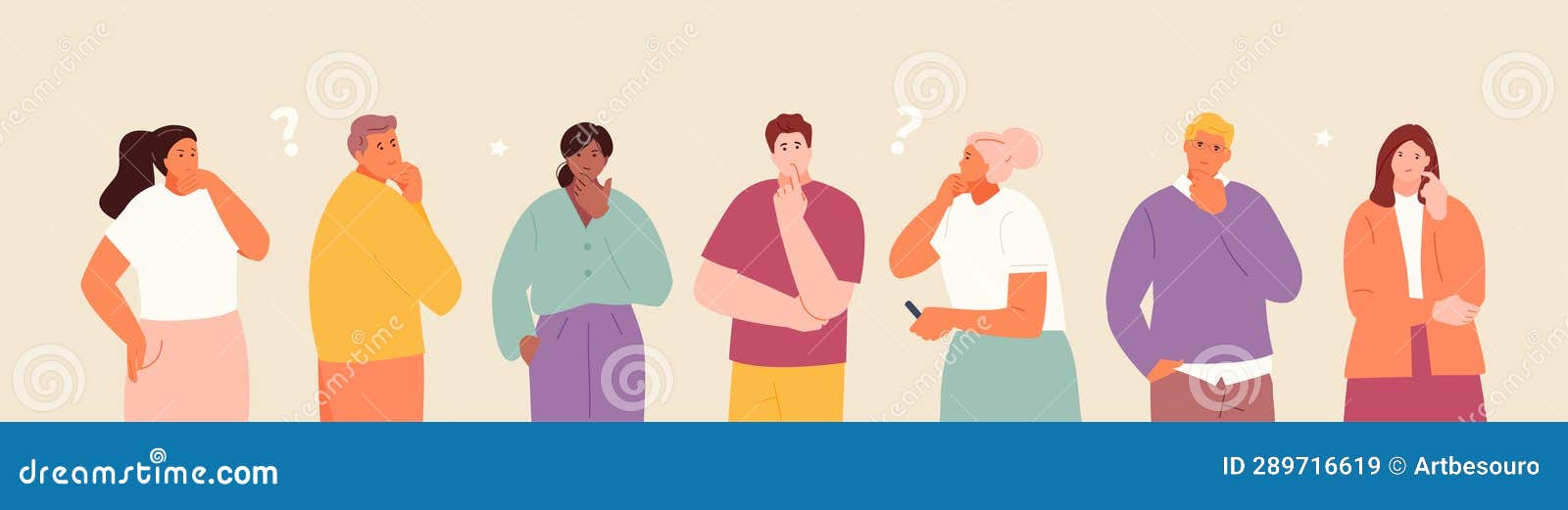 Thinking Skeptical Doubting People Set Stock Illustration ...