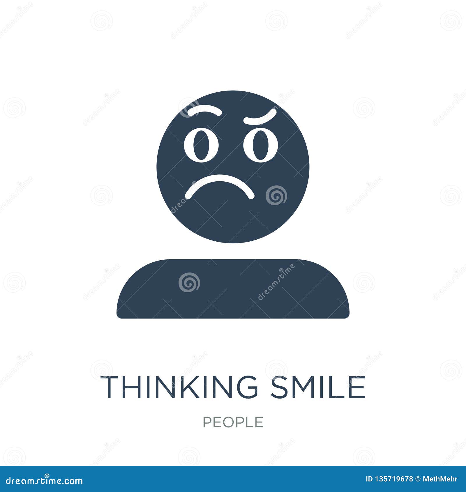 Thinking Smile Icon in Trendy Design Style. Thinking Smile Icon ...