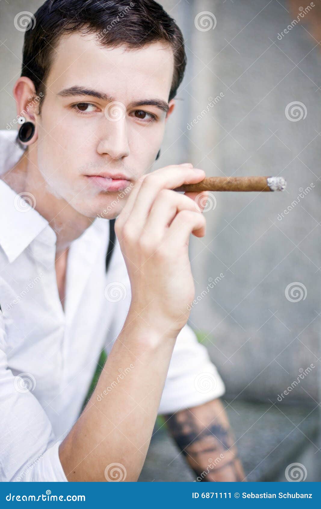 Thinking and smoking stock image. Image of caucasian, beautiful - 6871111