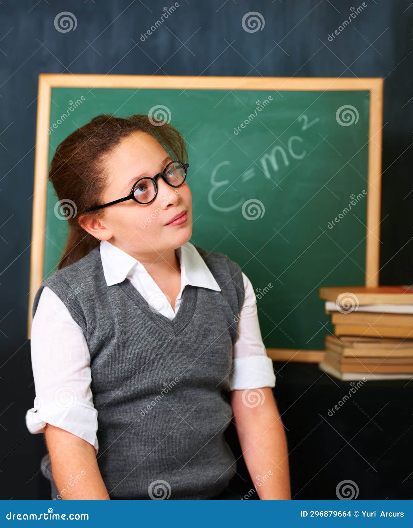 Thinking, Solution and Child Student in Classroom with Idea, Problem ...