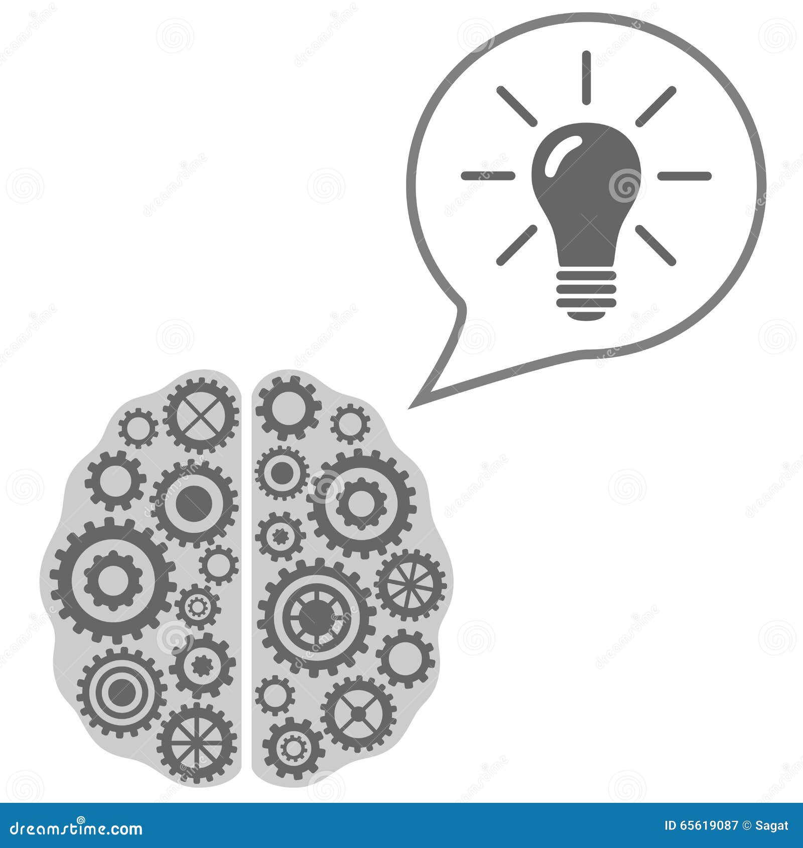 Thinking and Solution Concept. Brain with Idea Bulb. Stock Vector ...