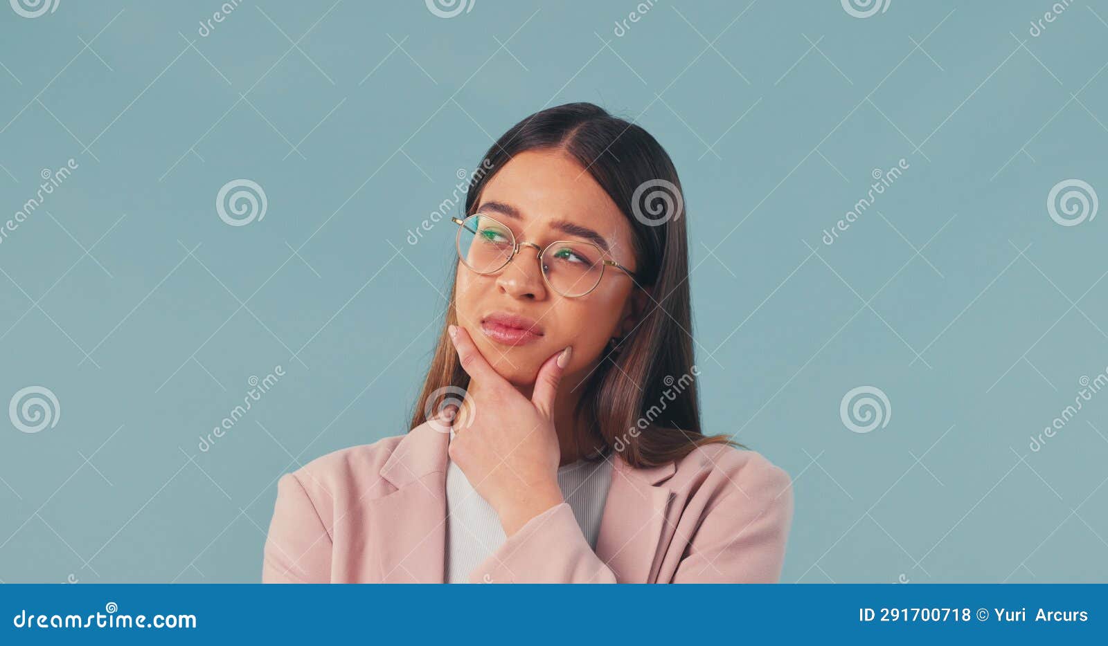 Thinking, Solution and Face of Business Woman in Studio with Idea ...