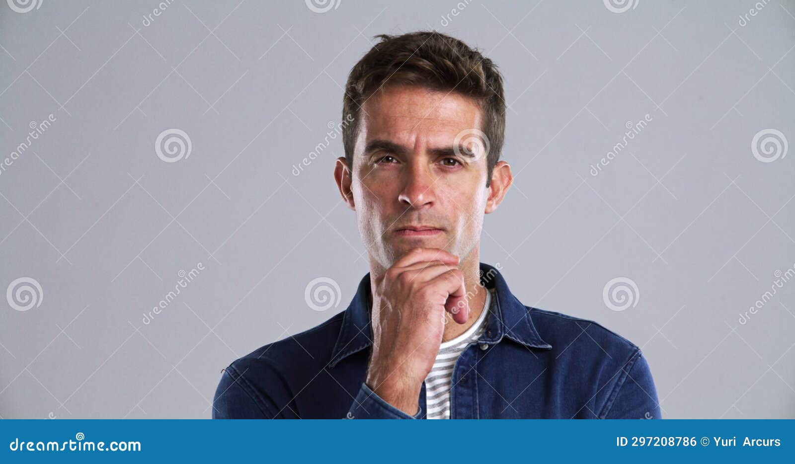 Thinking, Solution or Man with Ideas, Face or Questions with Model on ...