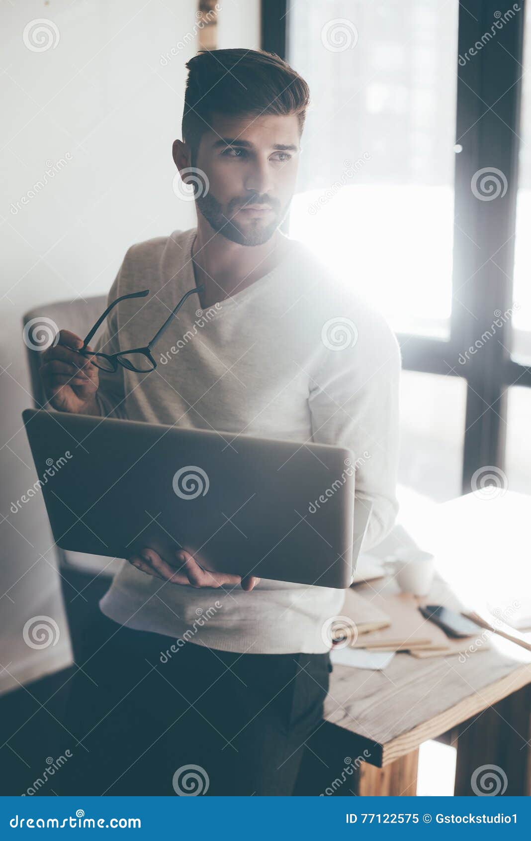 Thinking about solution. stock image. Image of intelligence - 77122575