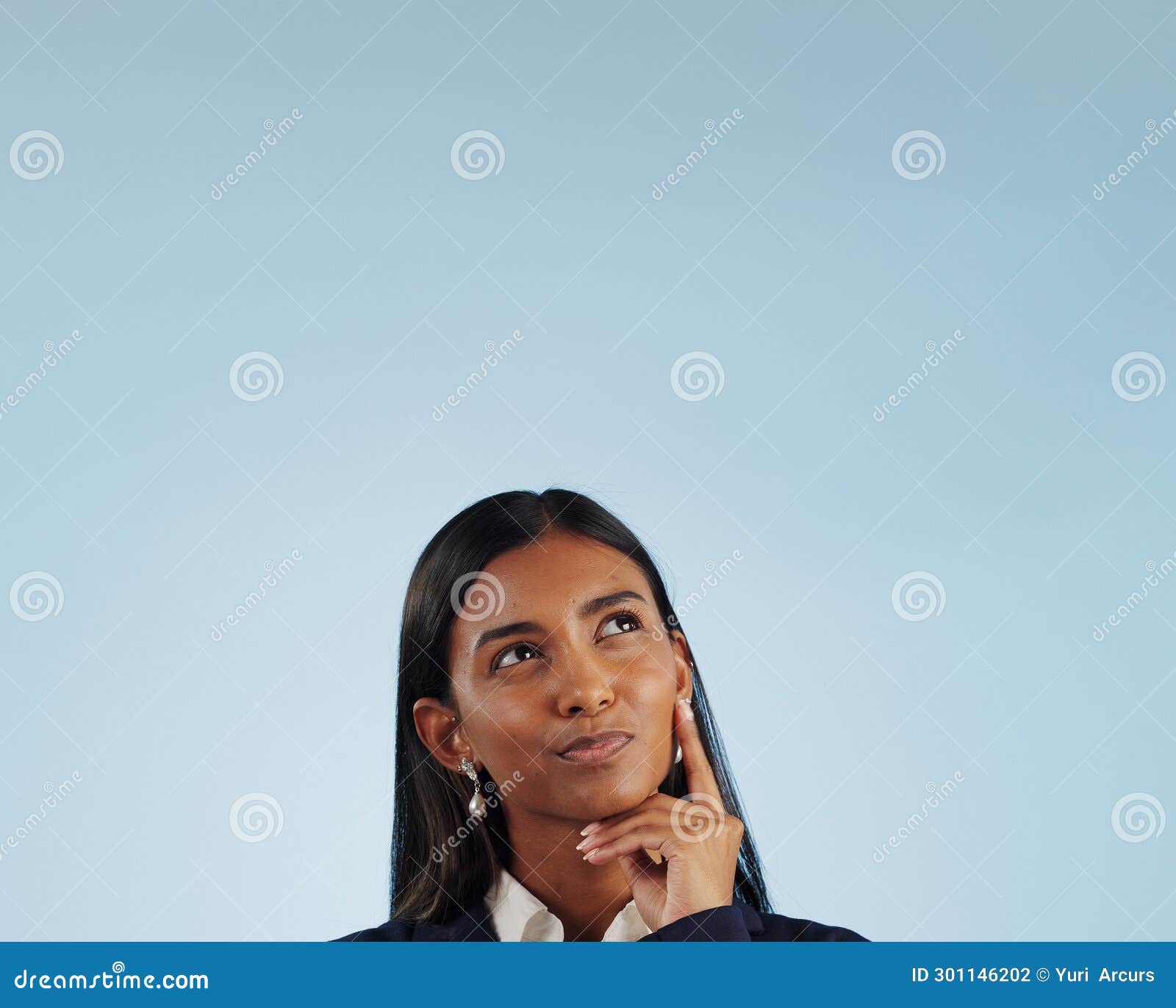 Thinking Space, Solution or Businesswoman in Studio for Problem Solving ...