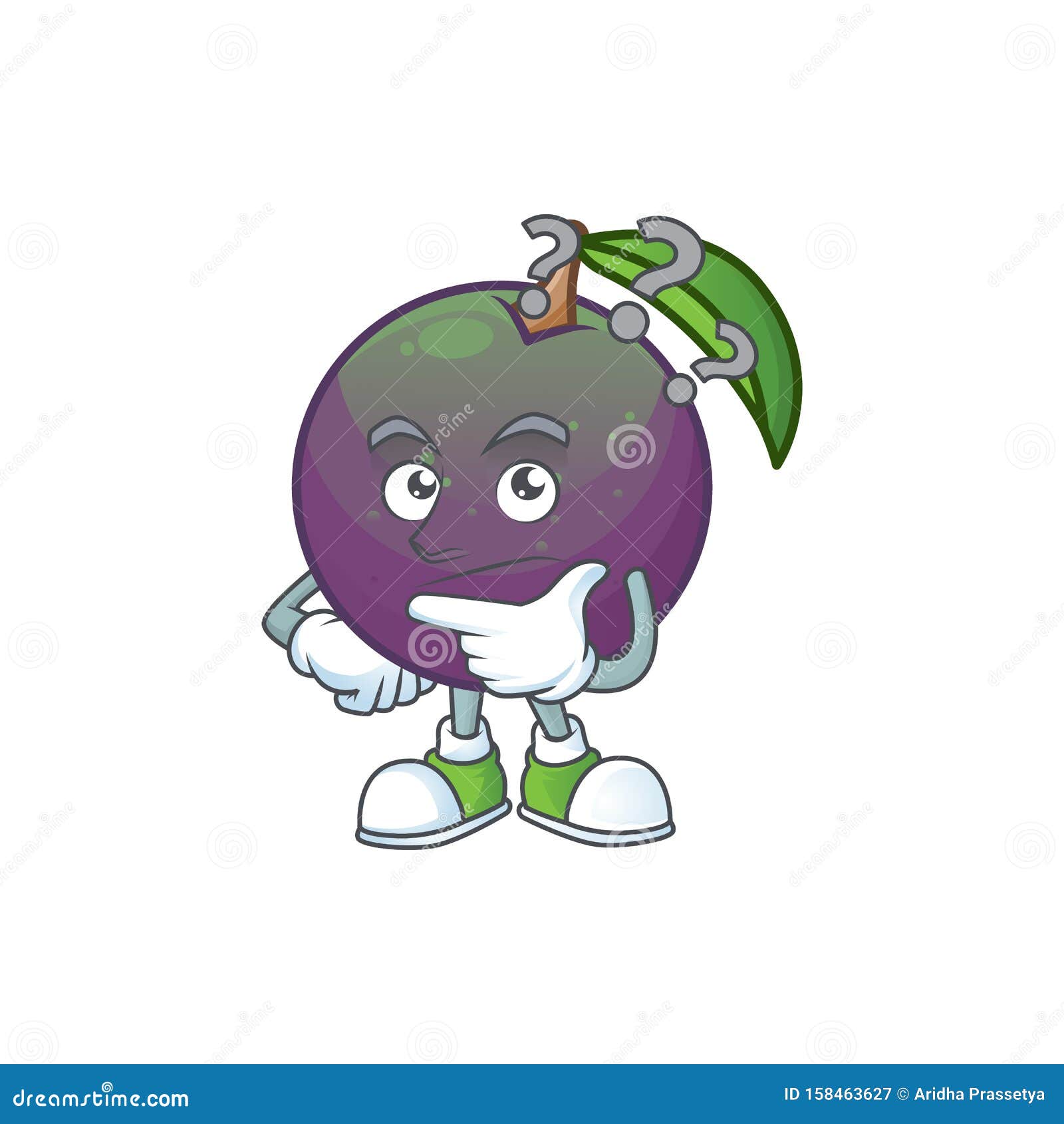 Thinking Star Apple Fruit Shape Character Mascot. Stock Vector ...