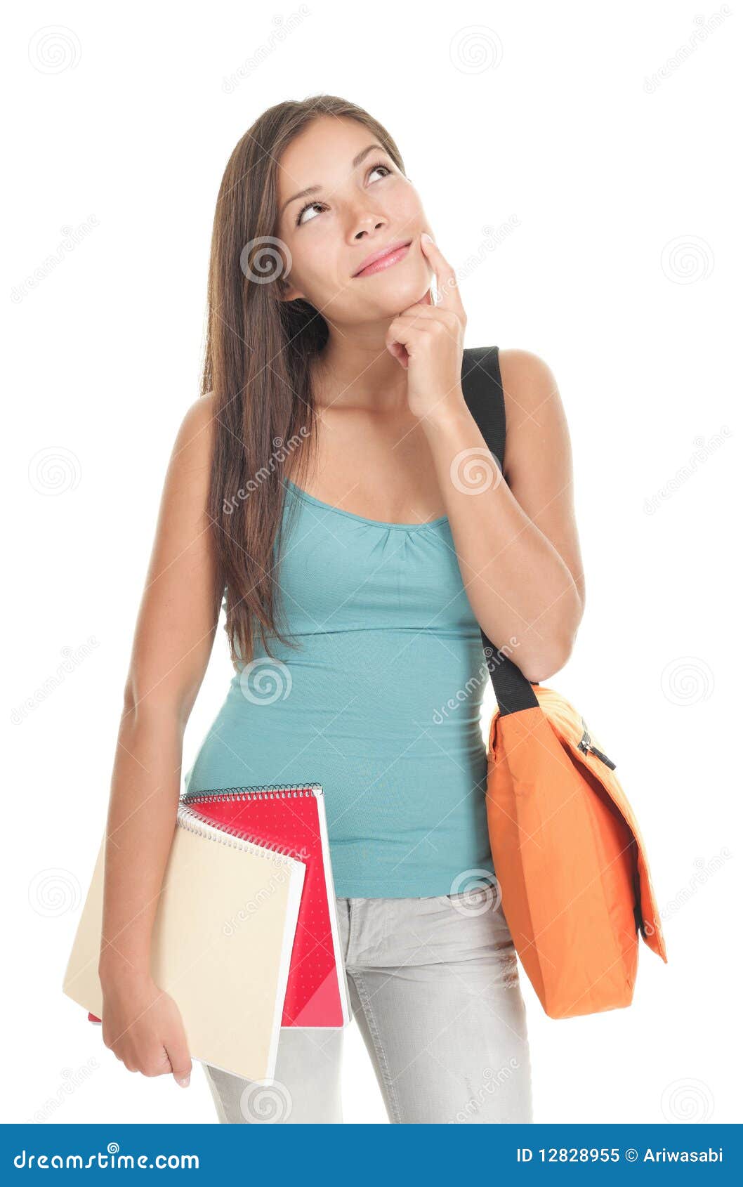 Thinking student stock image. Image of girl, education - 12828955