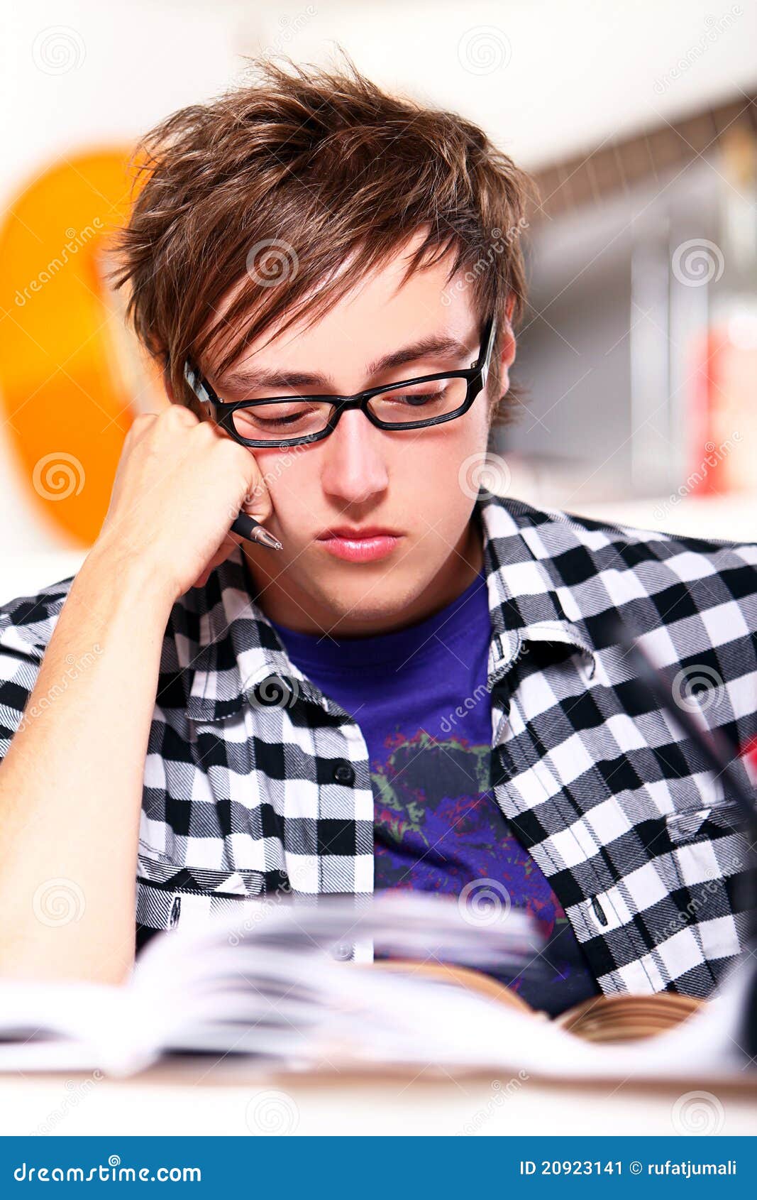 Thinking student stock image. Image of sitting, portrait - 20923141